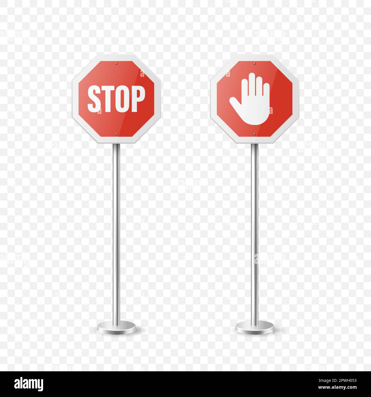 Stop. Vector White and Red Round Glossy Prohibition Stop Sign Icon Set ...
