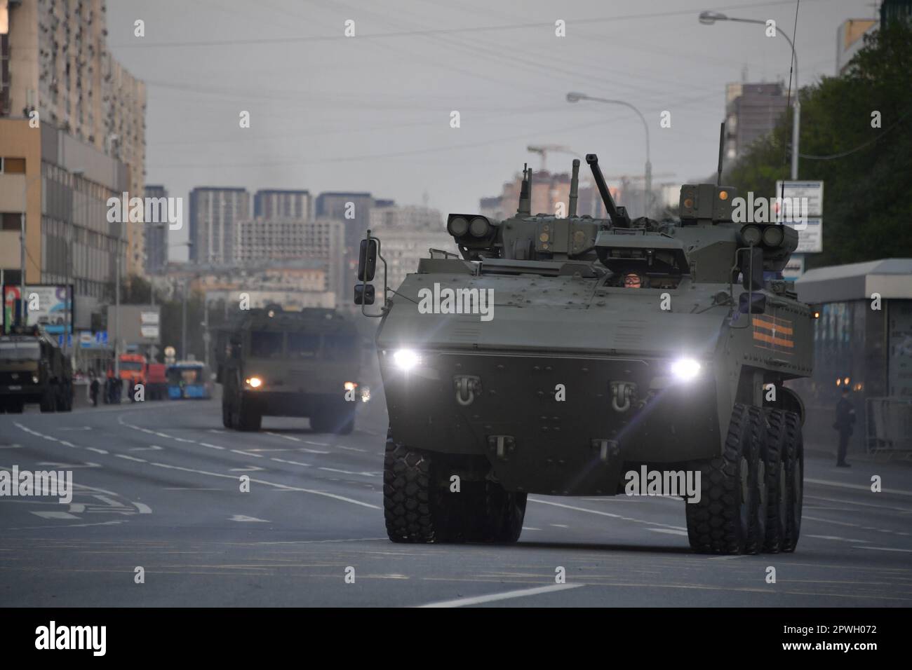 'Moscow. Floating 'wheeled tank' VPK-7829 'Boomerang' (8x8) during the ...