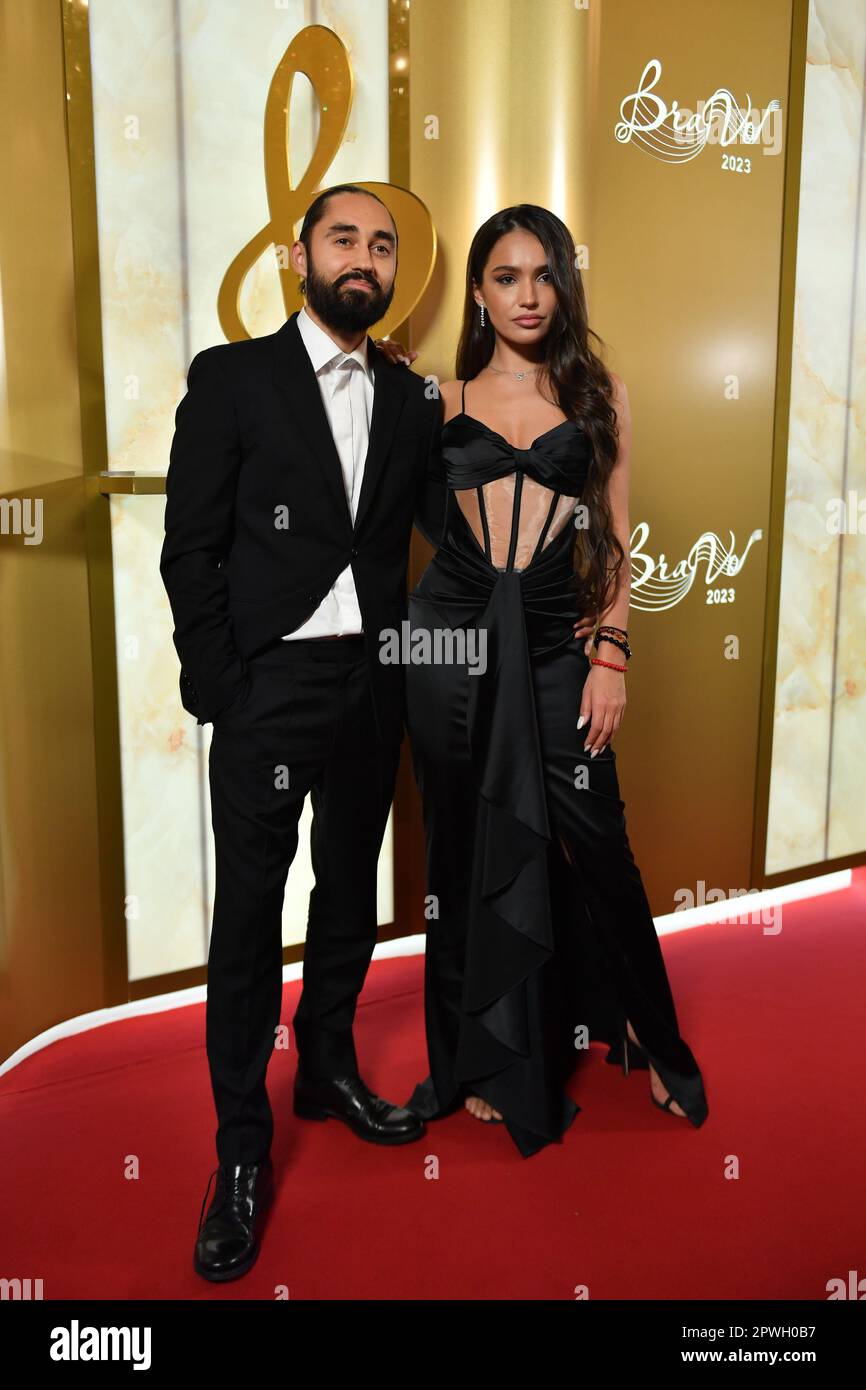 Moscow. Rapper Mot (Matvey Melnikov) and his wife Maria Melnikova at ...