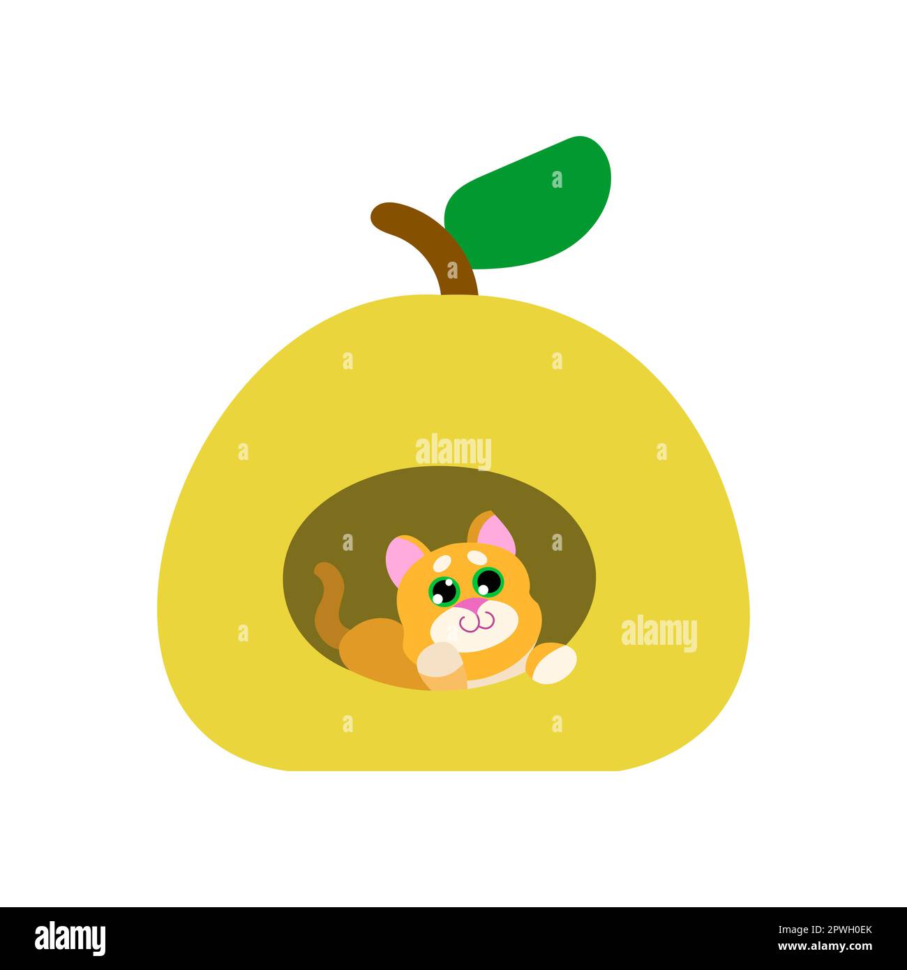 Cat cartoon character lying in cat house vector illustration Stock ...