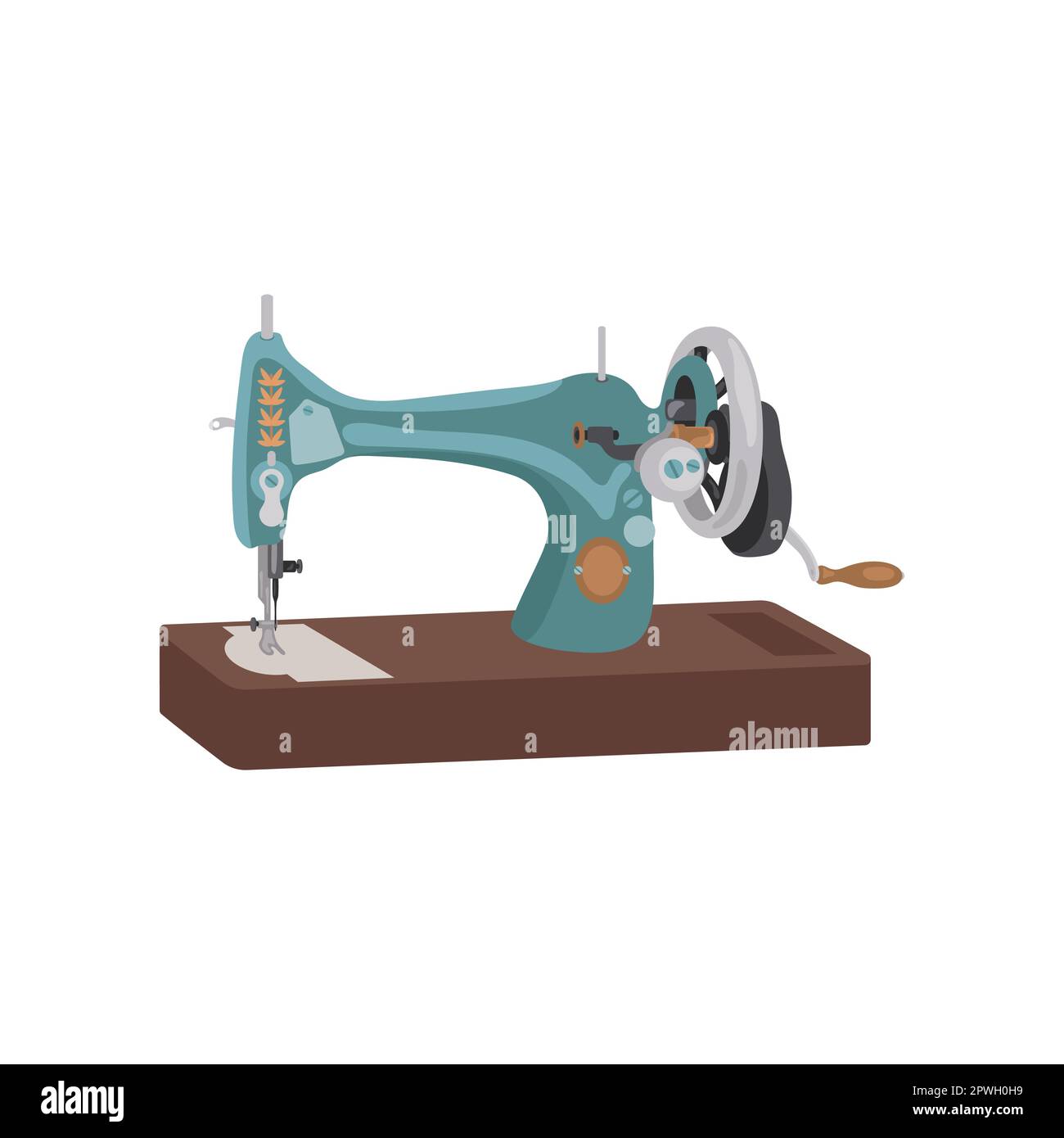 Antique sewing machine with wheel vector illustration Stock Vector ...