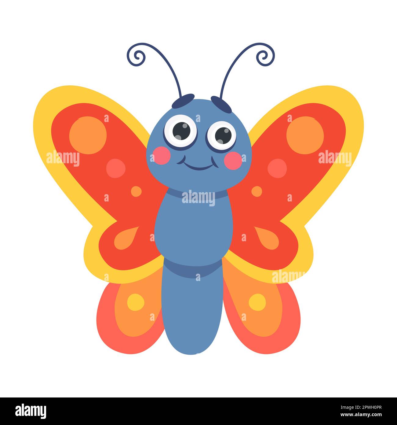 Lovely tropical butterfly. Cute cartoon insect. Vector illustration of ...
