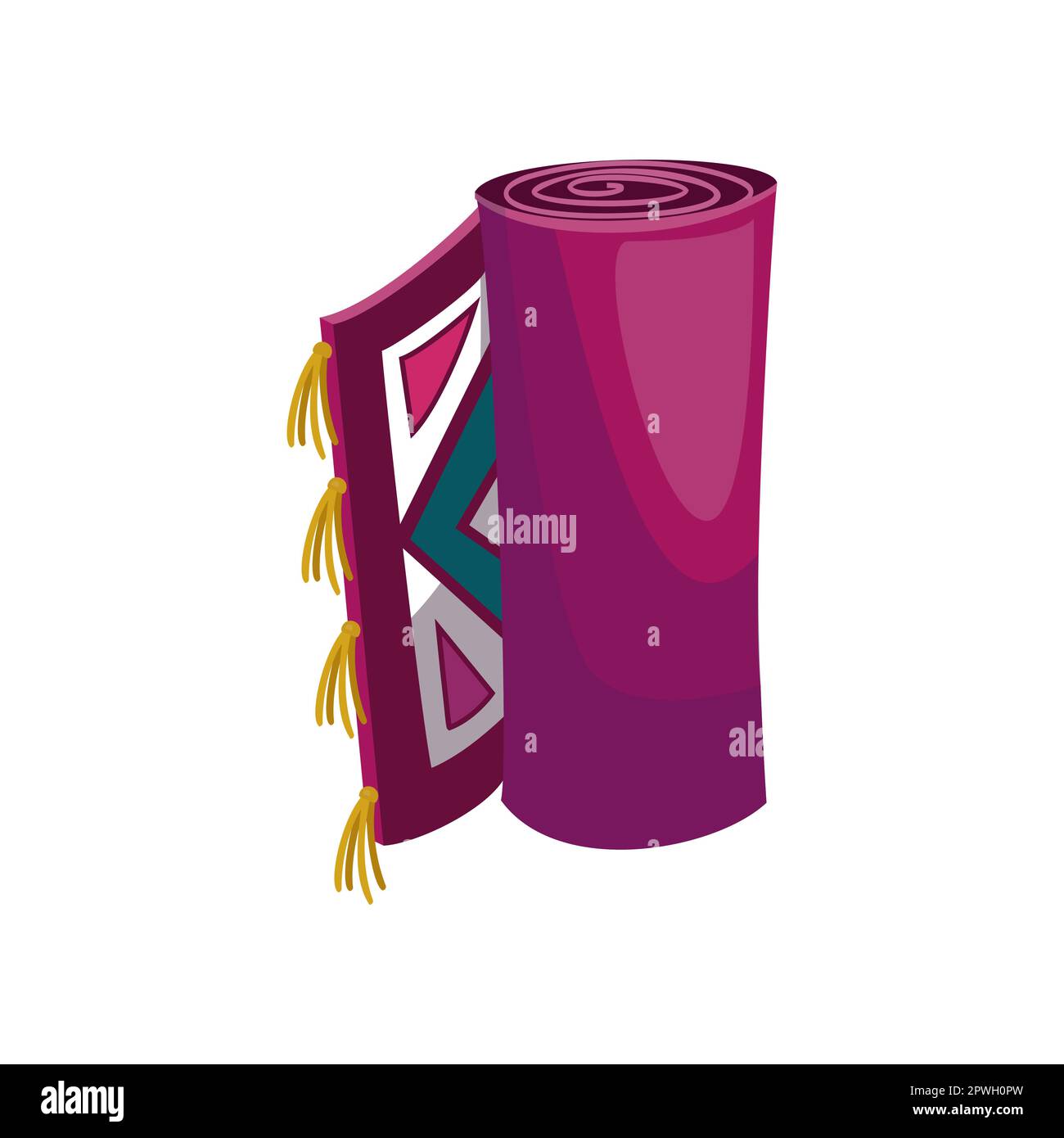 Rolled Up Rectangular Purple Mat Cartoon Vector Illustration Stock Vector Image And Art Alamy