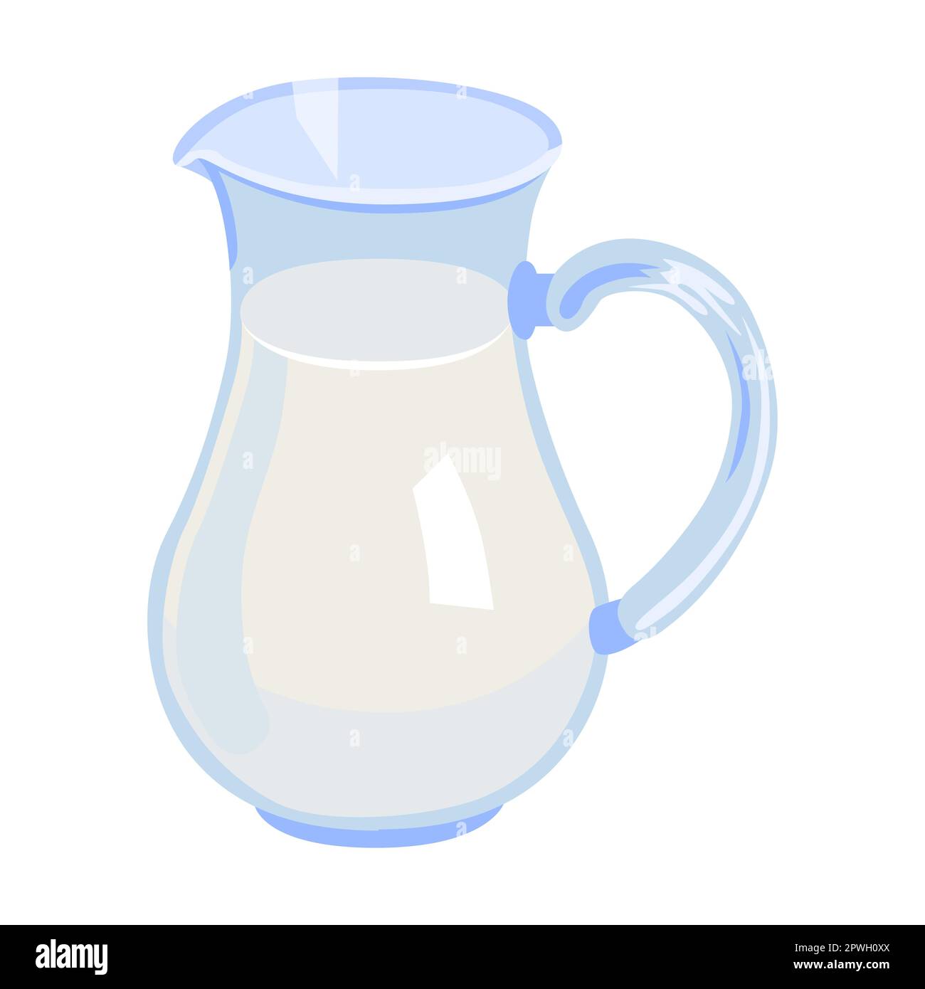 Glass carafe with milk, kitchenware and dishes vector illustration ...