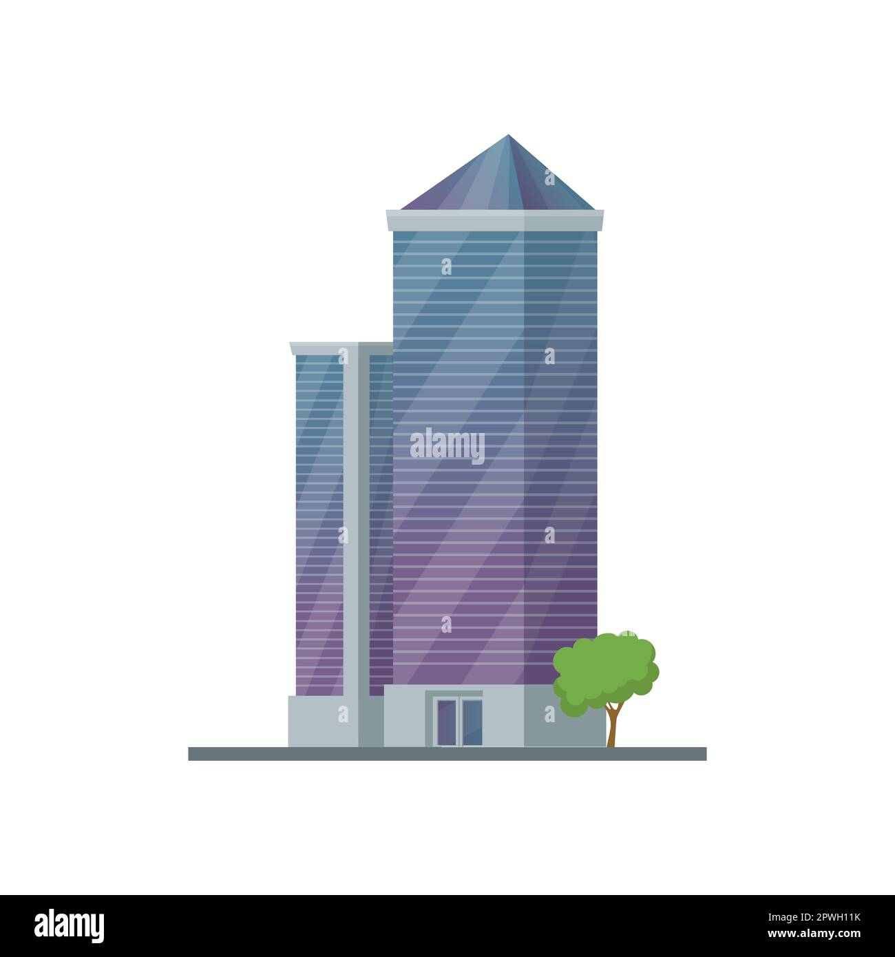 Office city building with pyramid roof cartoon illustration Stock ...