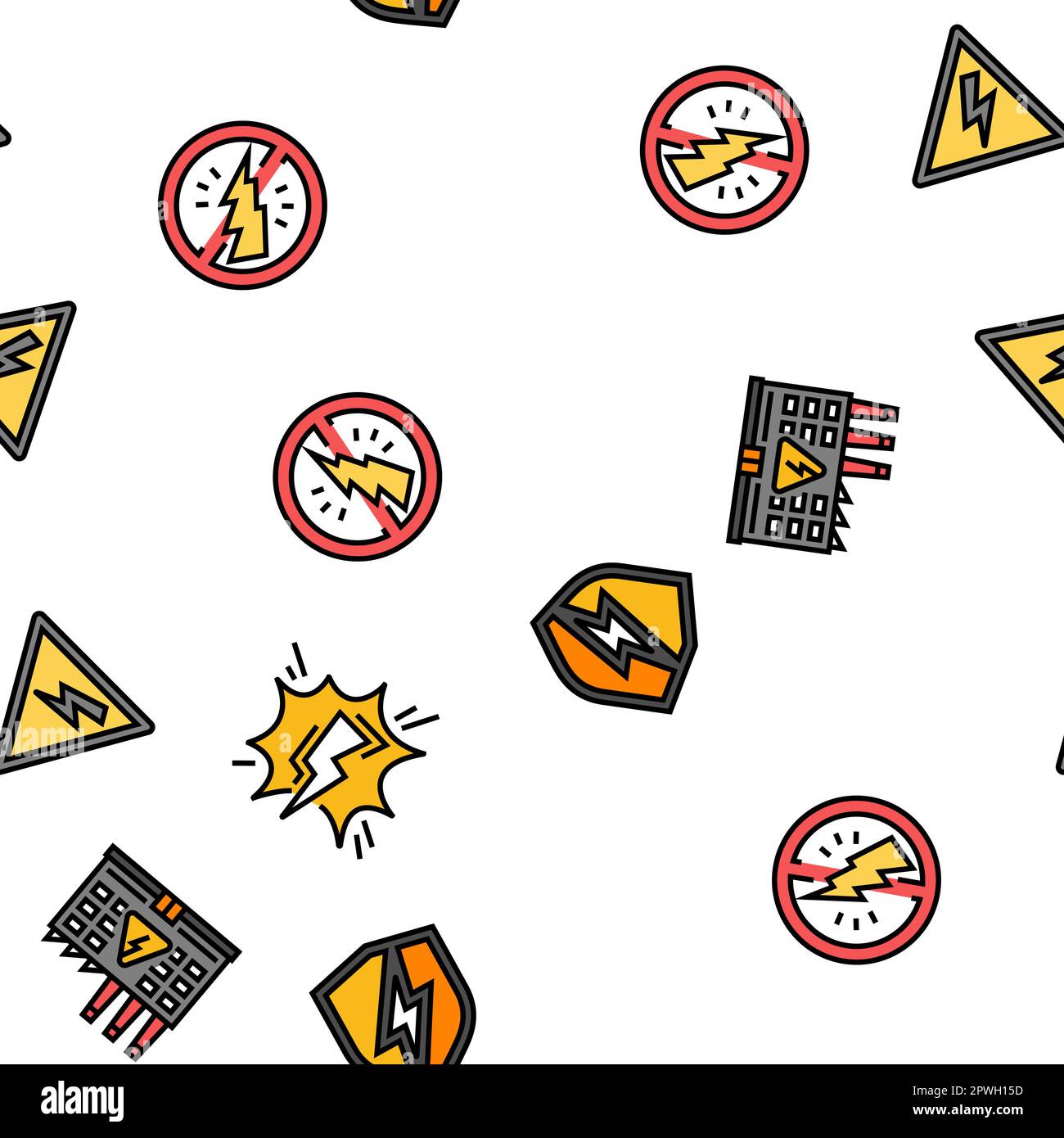 electric danger shock power vector seamless pattern thin line ...