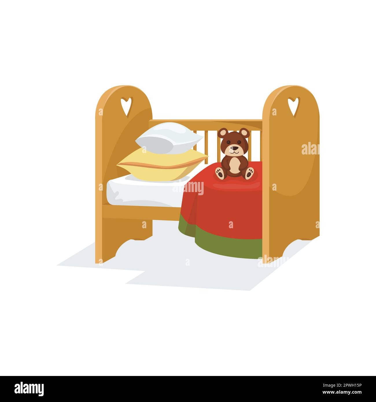 Wooden bed for children cartoon vector illustration Stock Vector Image ...