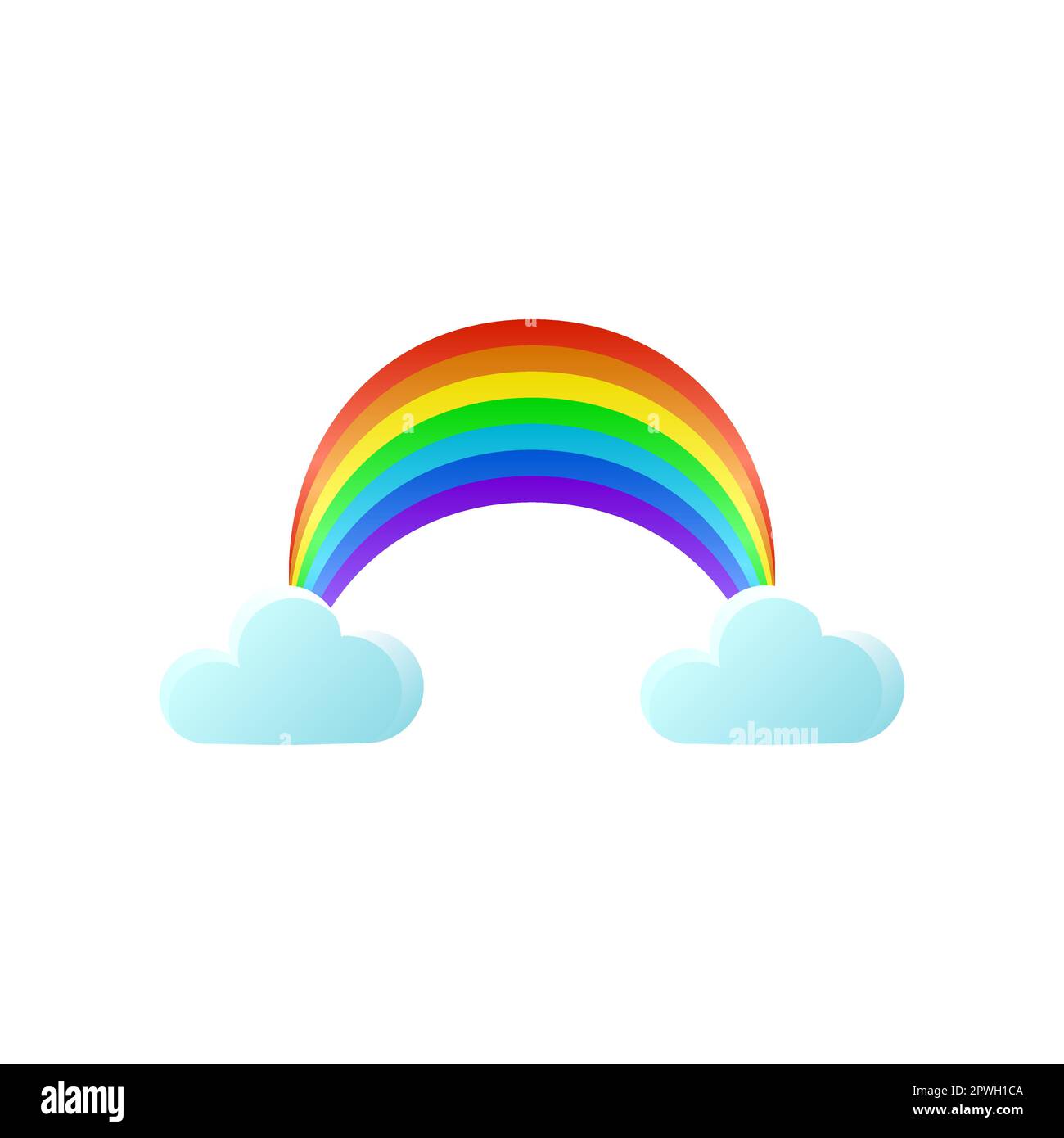 Cute curved rainbow arc with clouds sticker Stock Vector Image & Art ...