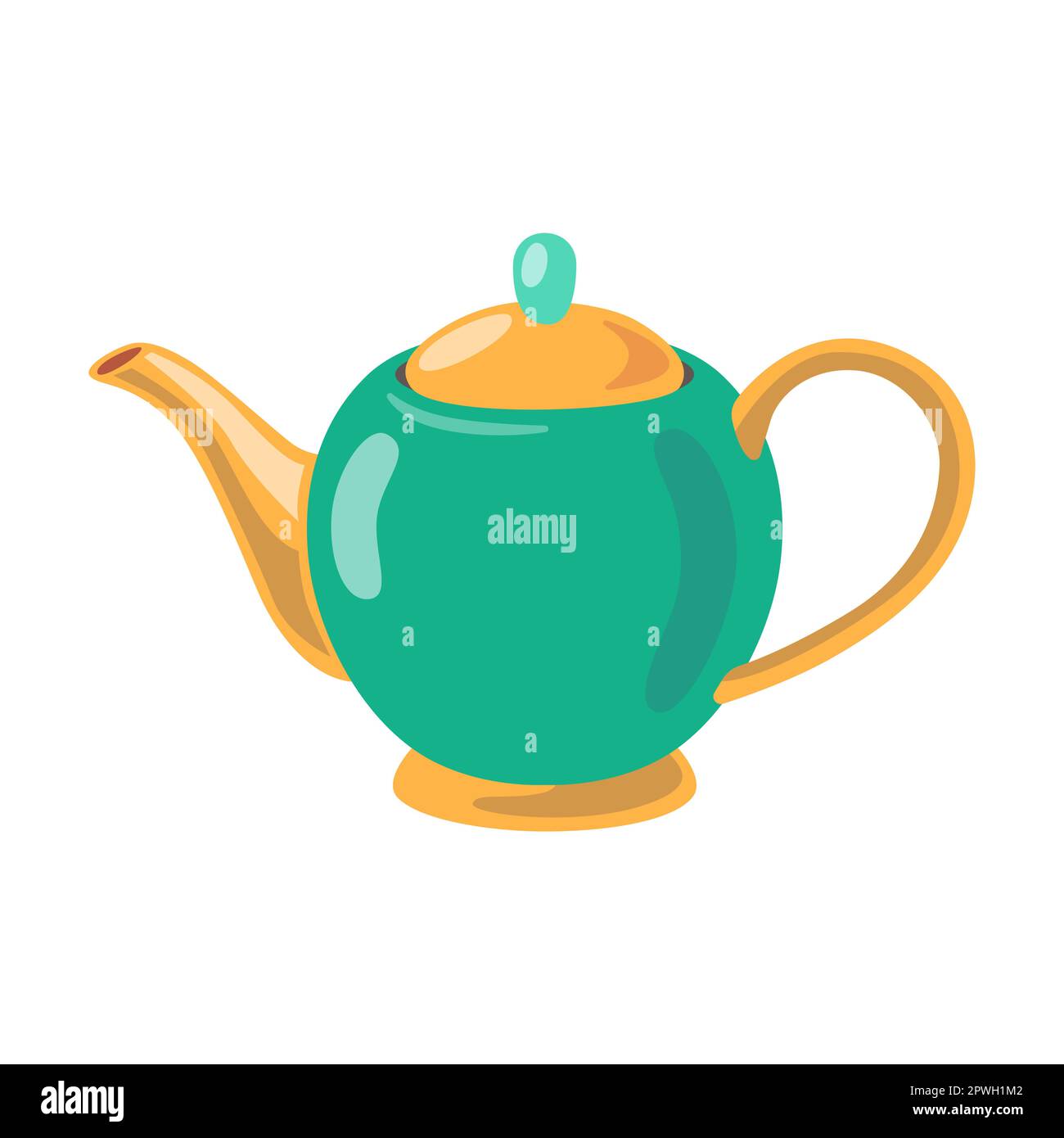 Ceramic tea pot, kitchenware and dishes vector illustration. Cookware ...