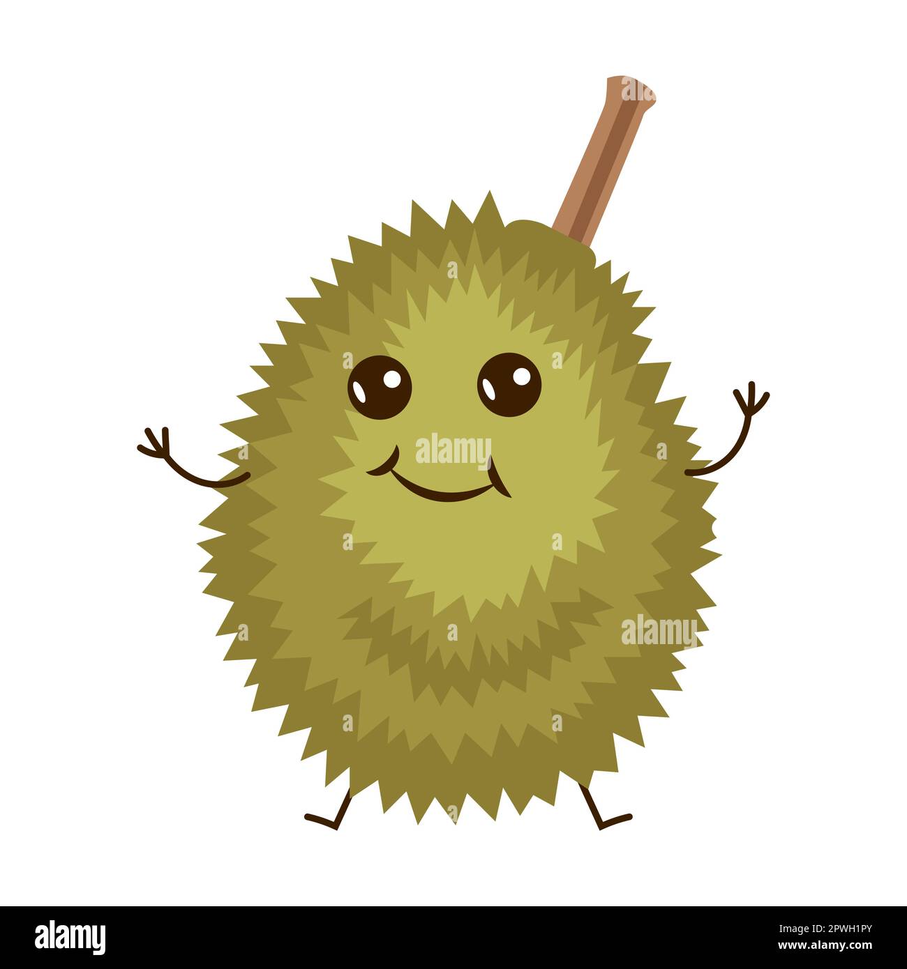 Prickly durian. Cute cartoon fruit with funny face cartoon illustration ...