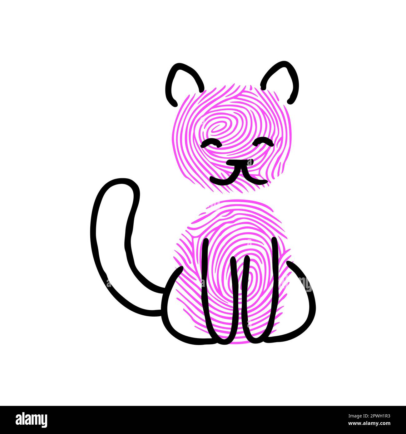Cute fingerprint cat cartoon illustration Stock Vector Image & Art - Alamy