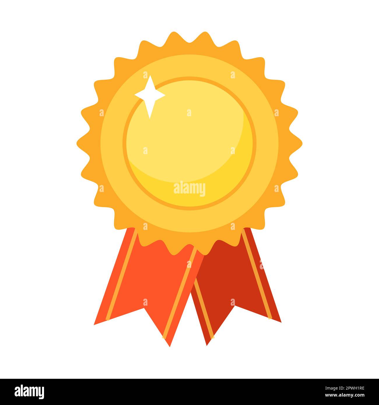 Gold emblem with ribbons, award flat vector illustration. Collection of ...