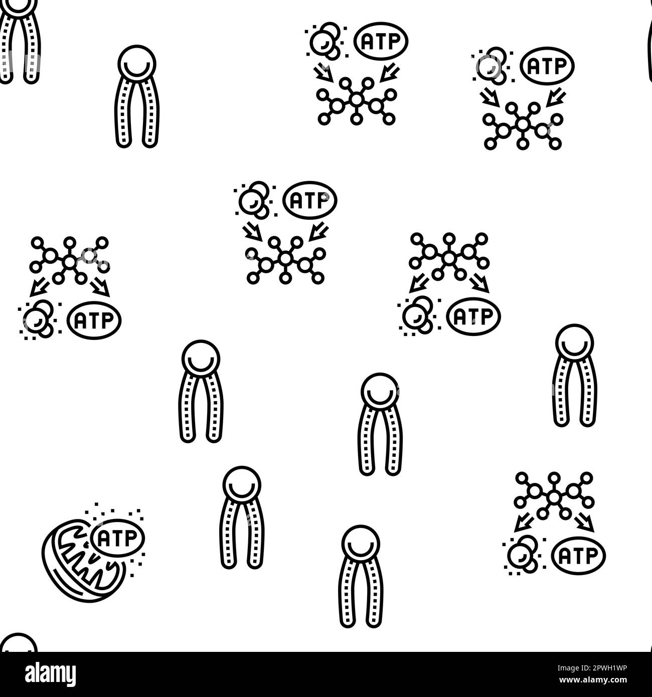 Biotechnology Chemistry Science Vector Seamless Pattern Thin Line Illustration Stock Vector