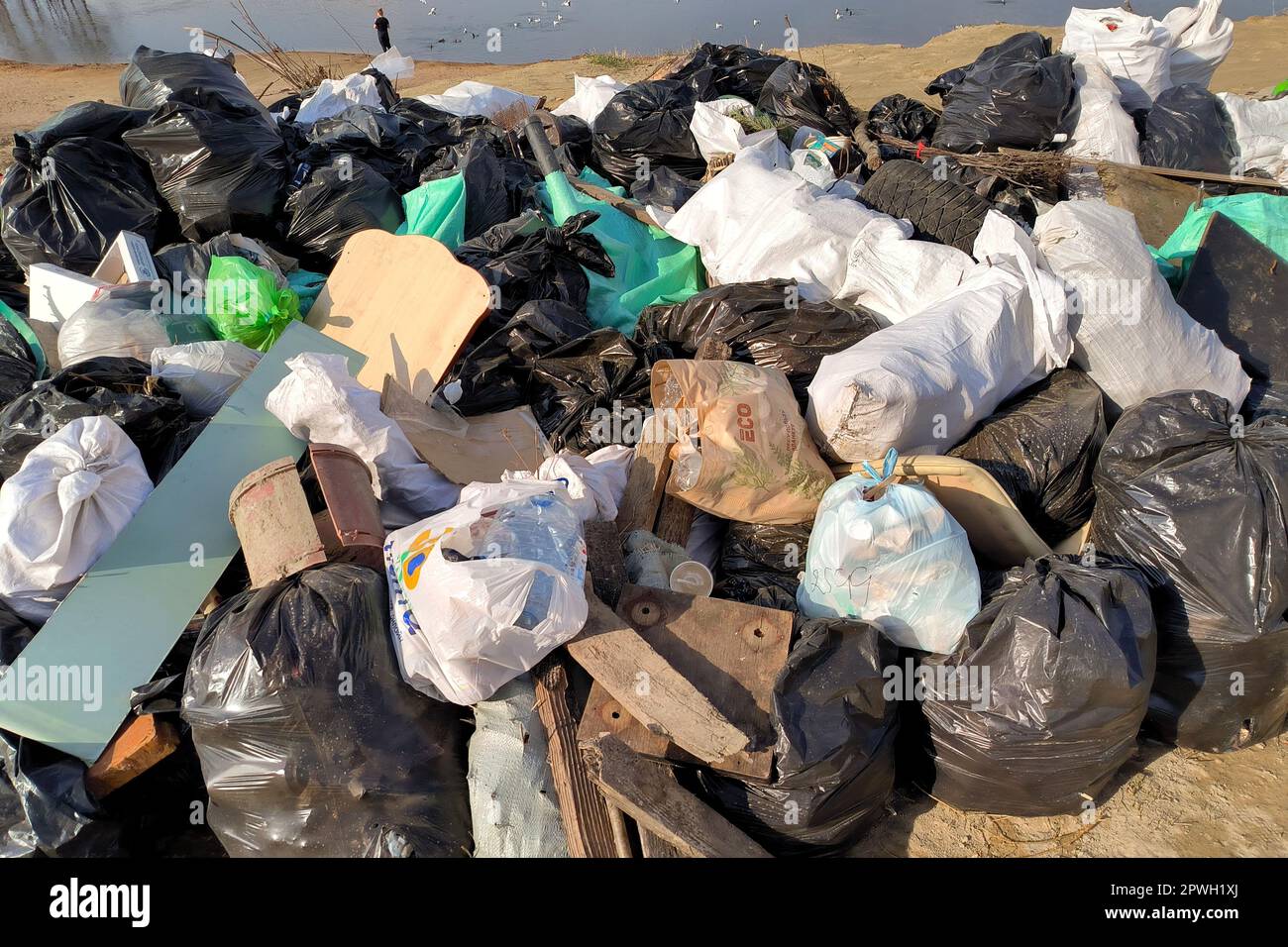 Russian Federation. Saint-Petersburg. April, spring. Dump in the city ...