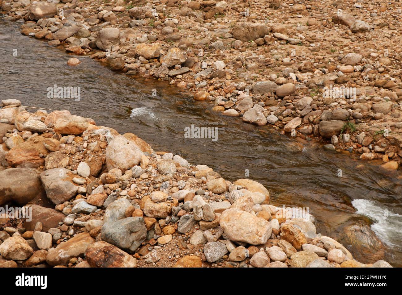 natural beautiful forest and river with pebble stone in kerala Stock ...