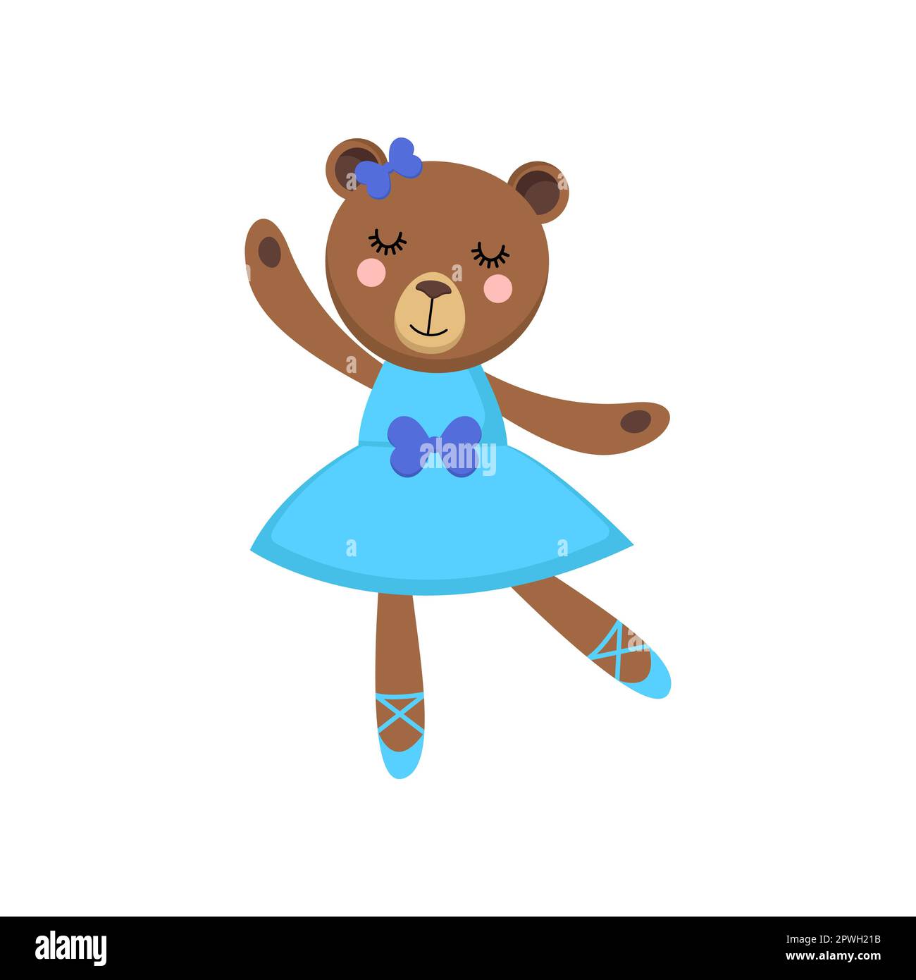Bear cartoon character as ballerina in blue dress Stock Vector Image & Art - Alamy