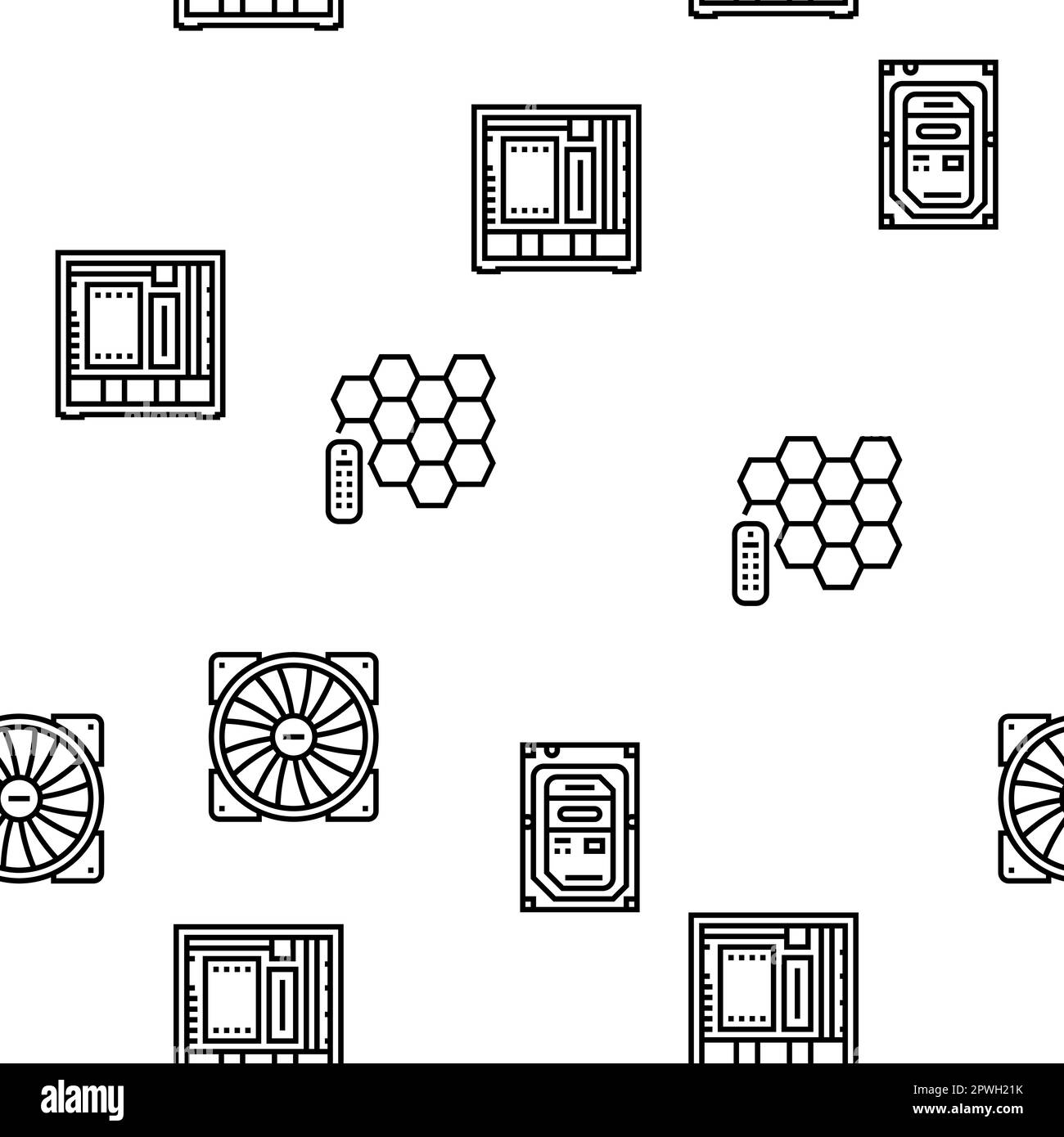 Game Pc Gamer Computer Online Vector Seamless Pattern Thin Line
