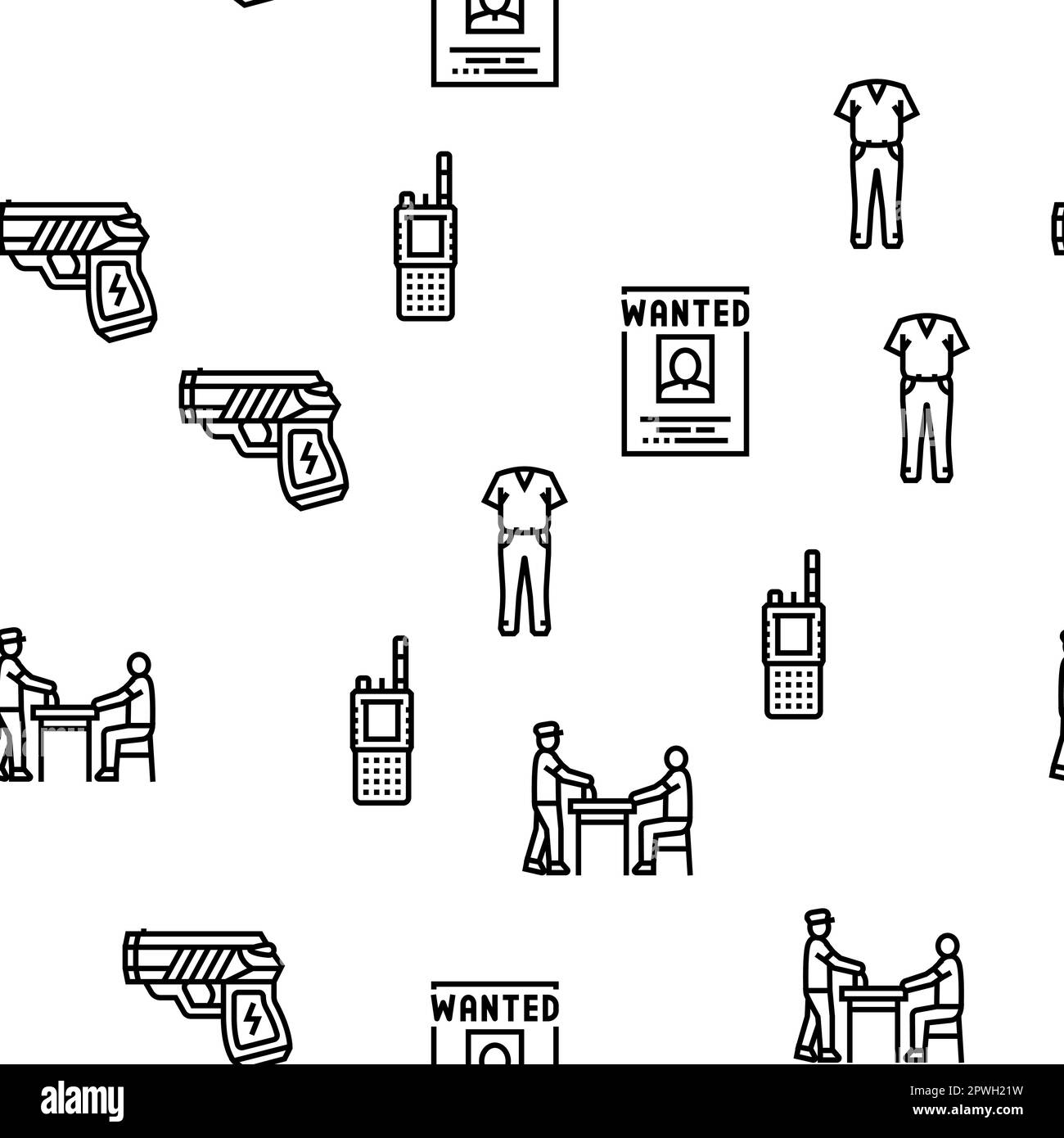 crime scene police evidence vector seamless pattern thin line ...