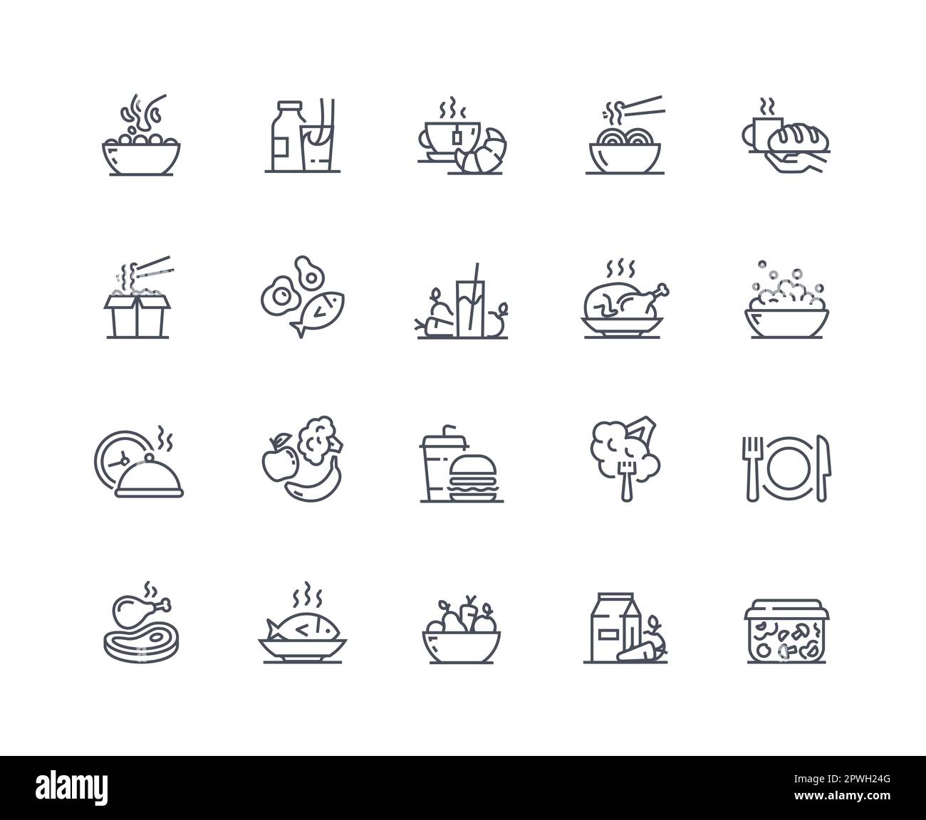 Meal icons outline set Stock Vector Image & Art - Alamy