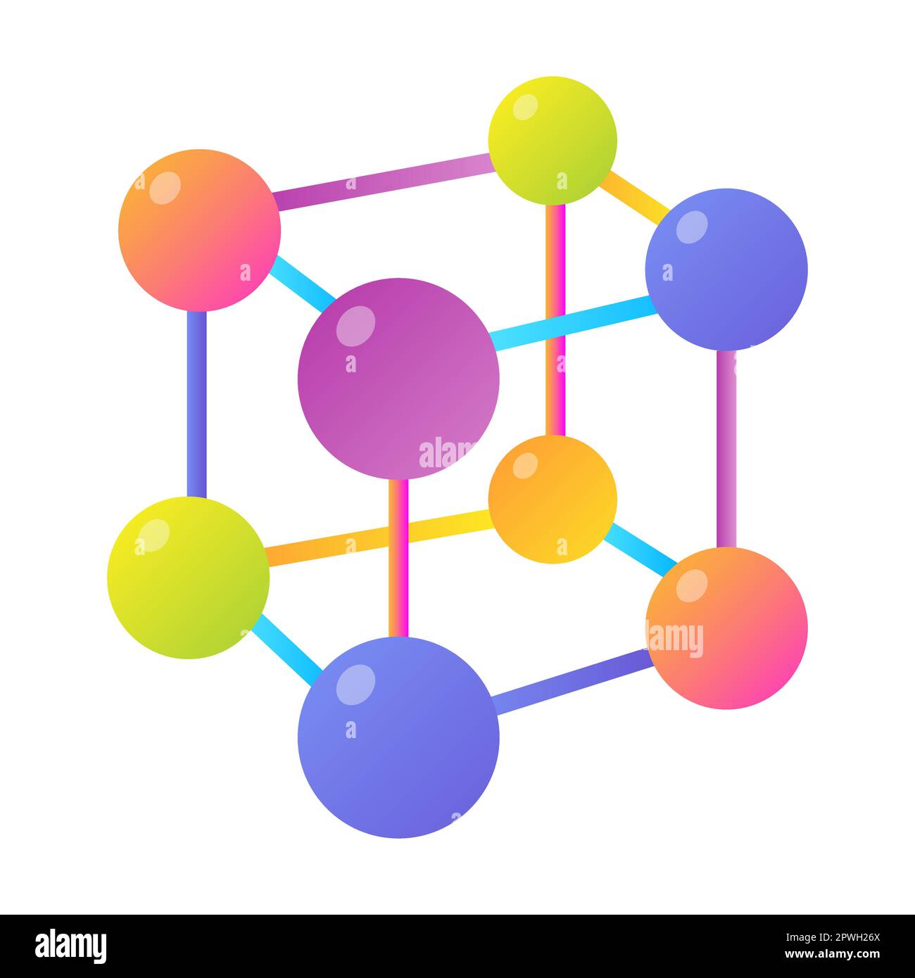 Molecular square shape structure vector illustration. Shape or model of ...