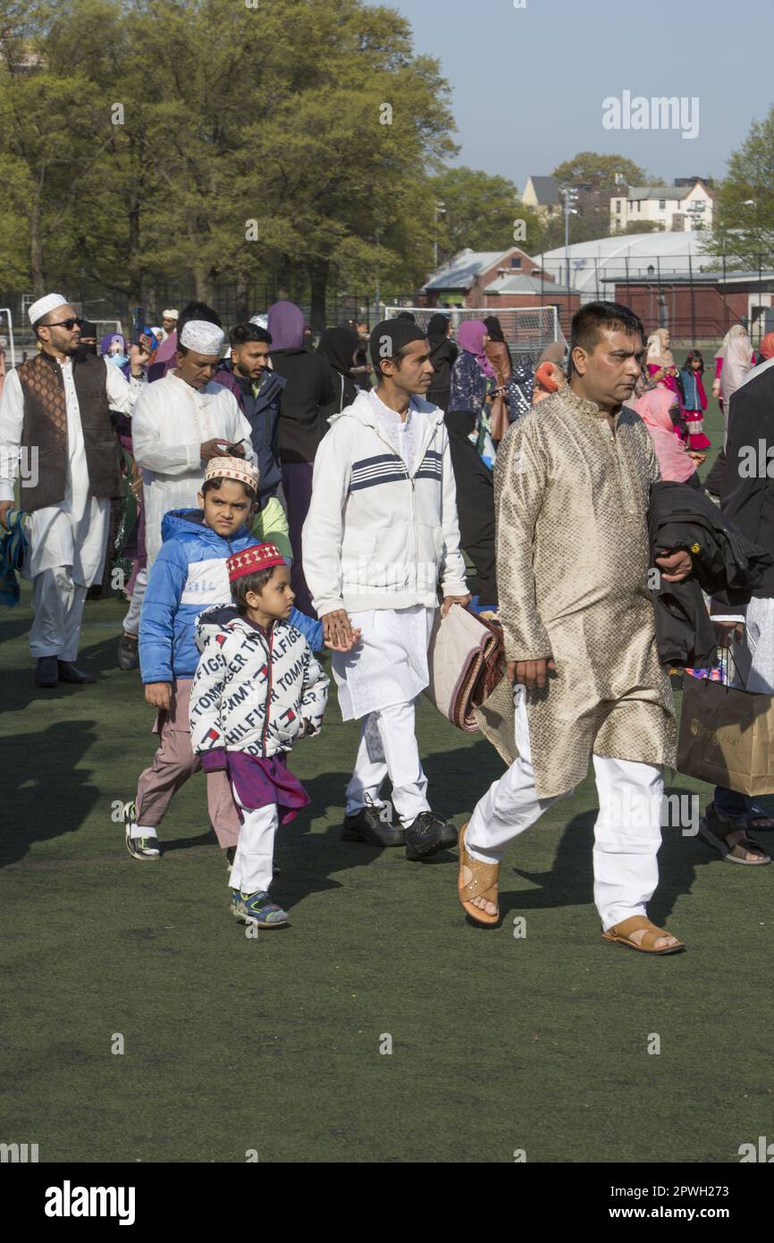 Muslims from various mosques in Brooklyn attend a prayer service on Eid ...