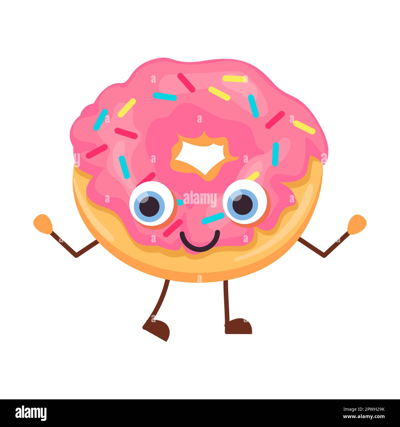Raspberry donuts. Cartoon cute dessert character. Vector illustration ...