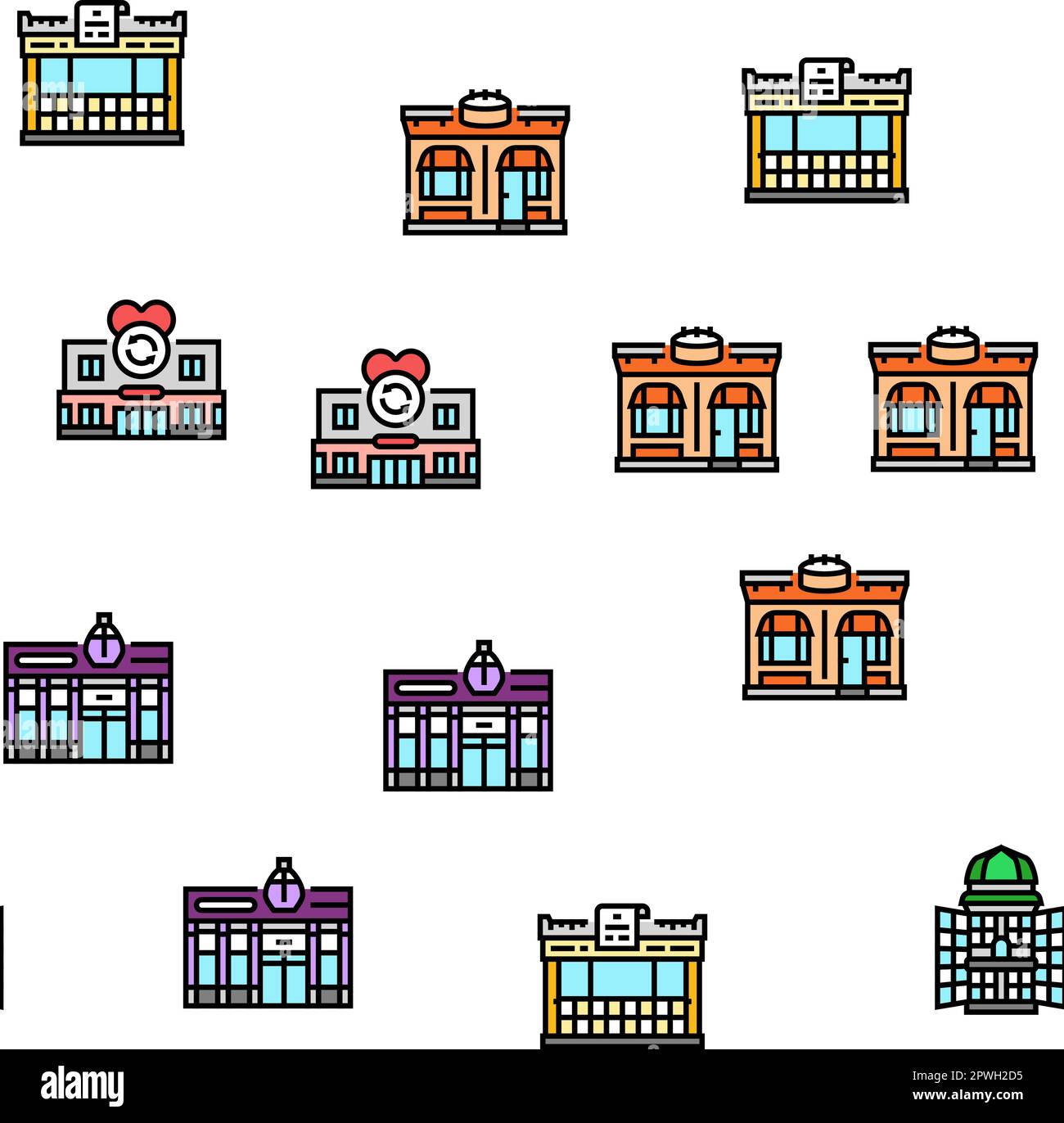 store shop retail market vector seamless pattern thin line illustration ...