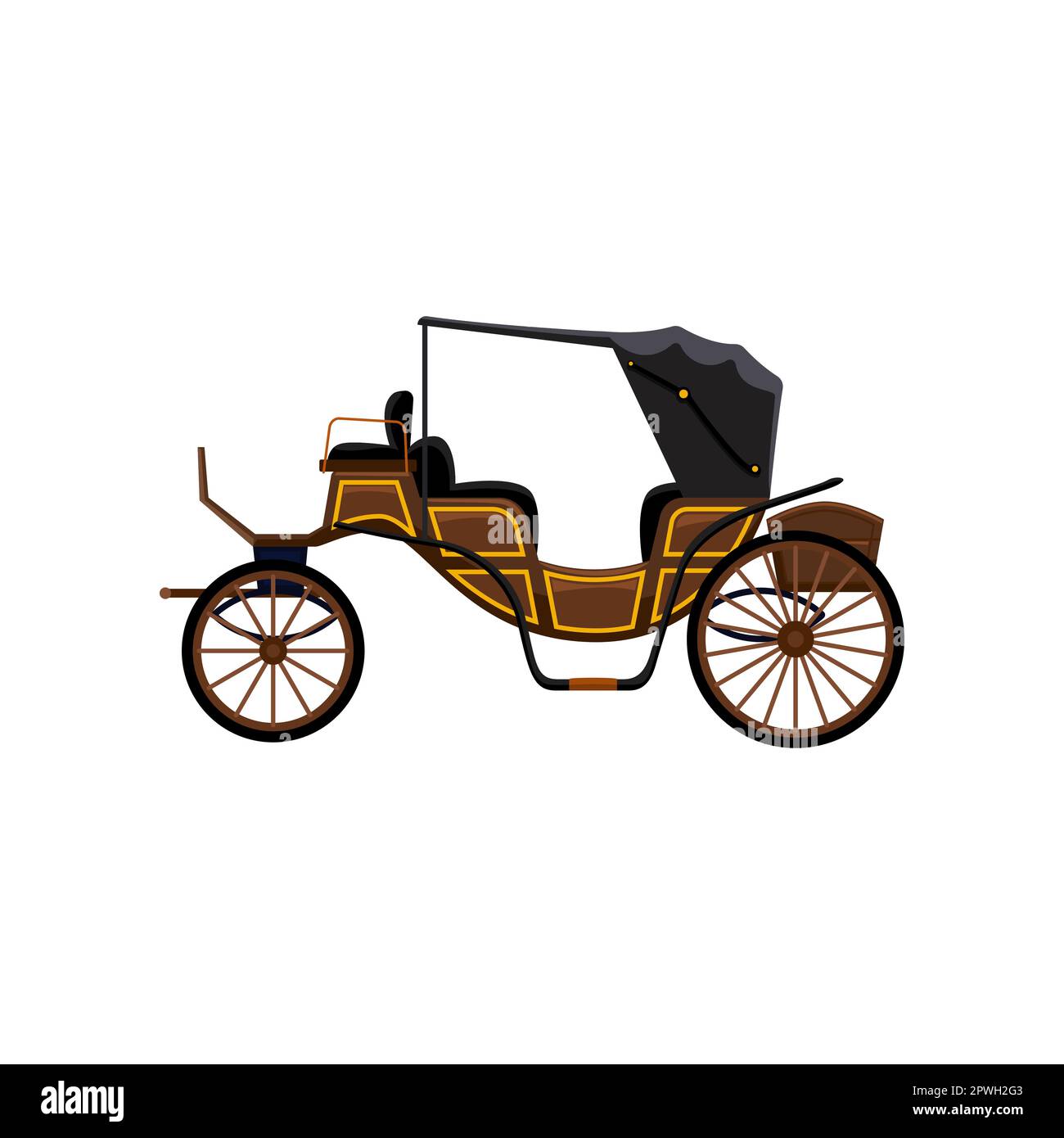 Brown retro cart for royals without horses vector illustration Stock ...