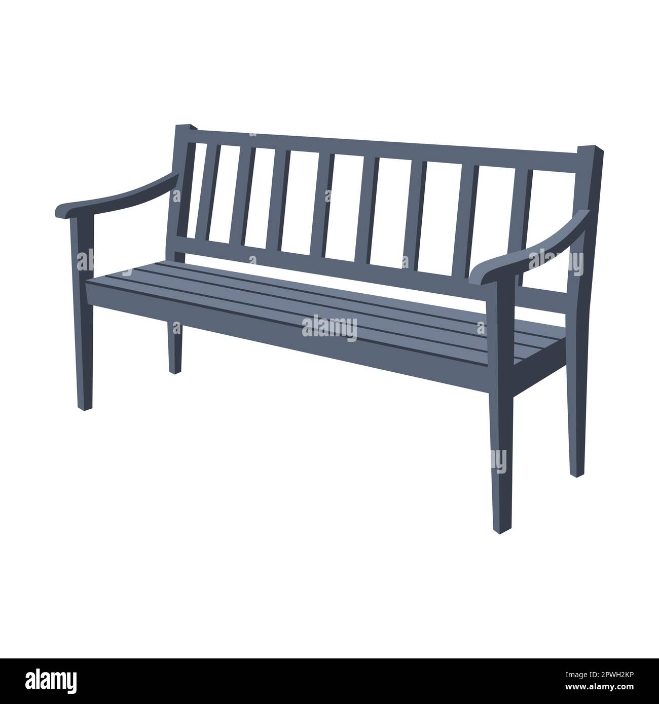 Park wooden park bench cartoon illustration. Colorful garden or city ...