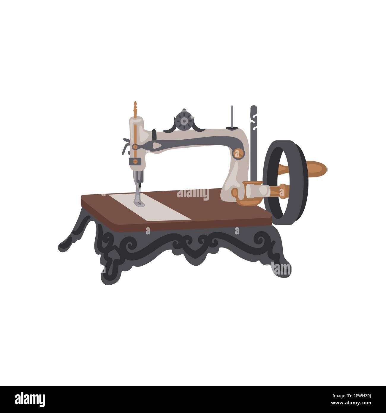 Vintage sewing machine with wheel vector illustration Stock Vector ...