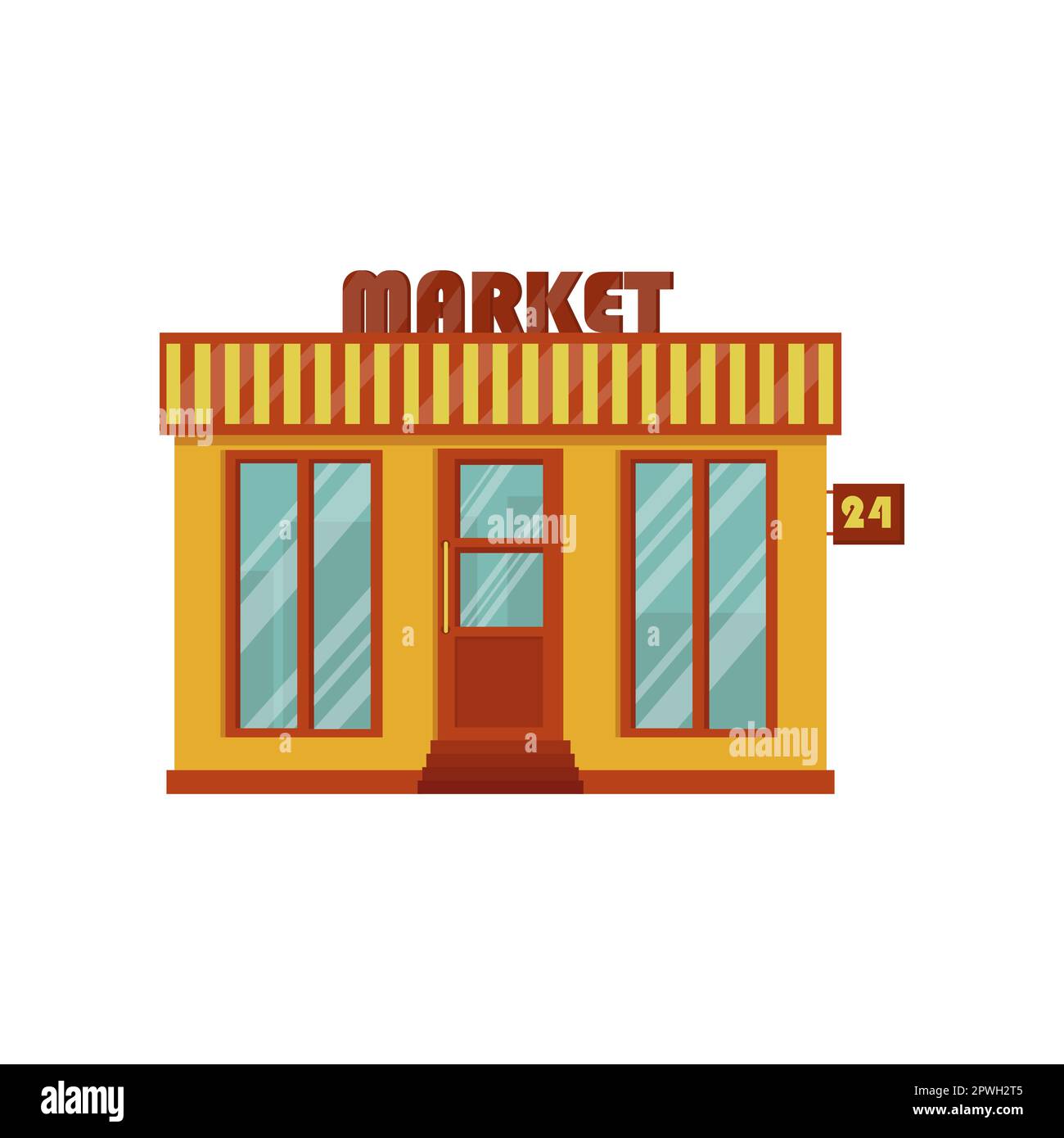 Exterior of overnight market isolated on white background Stock Vector ...