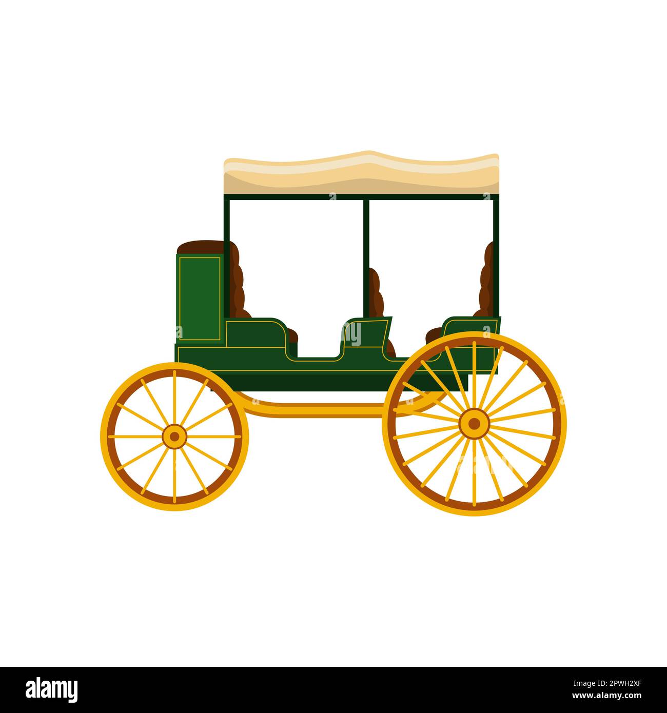 Green carriage for royals without horses vector illustration Stock ...