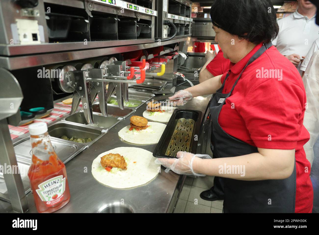 April 25.2023. Russia. Moscow. On the opening day of the fast food ...