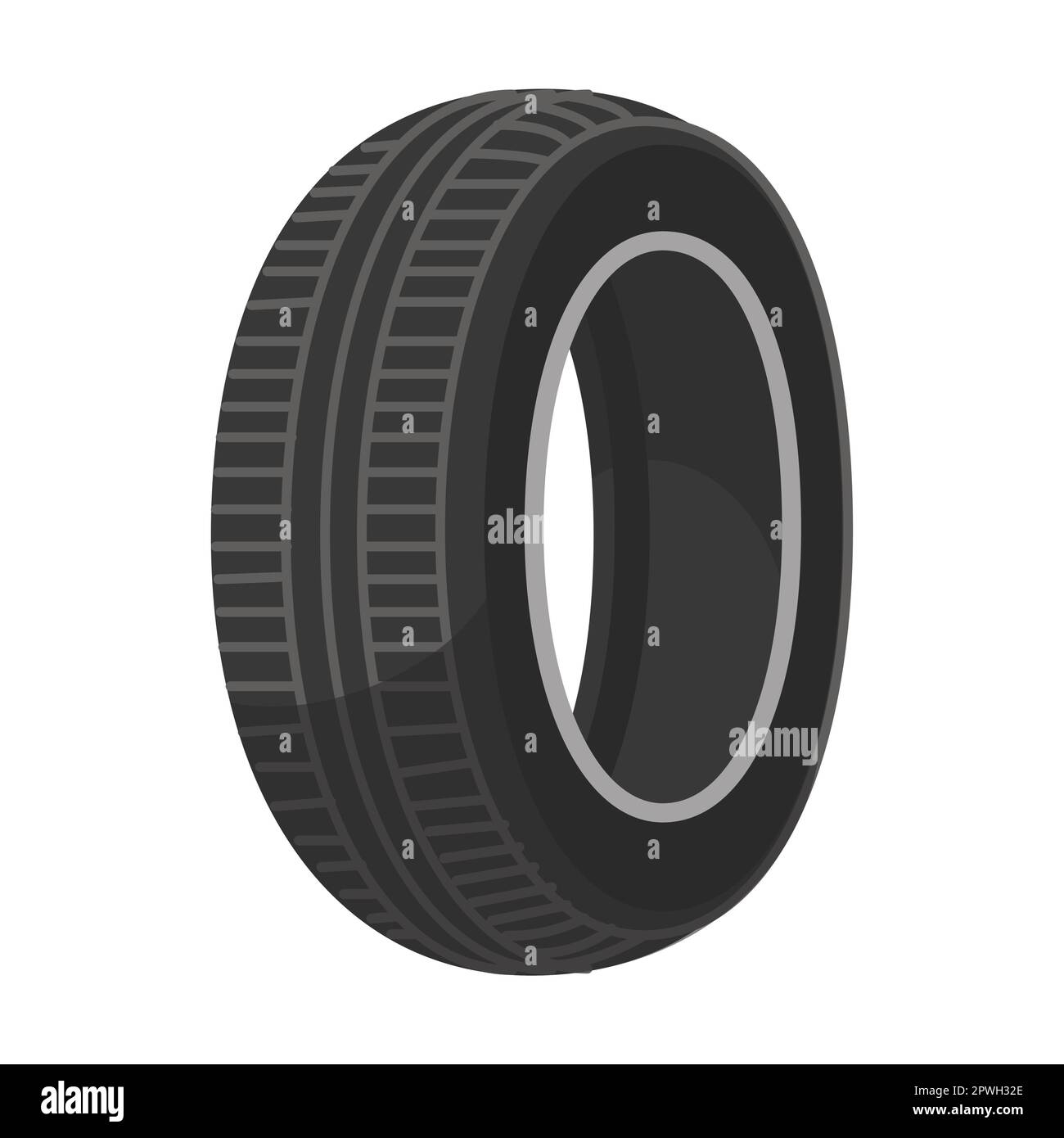 Car wheel. Cartoon vector illustration of rubber tire with tread ...