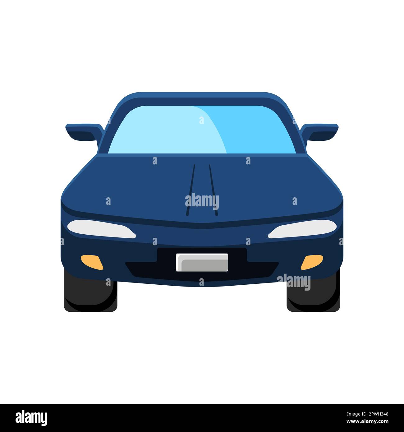 Front view of dark blue car vector illustration Stock Vector Image ...