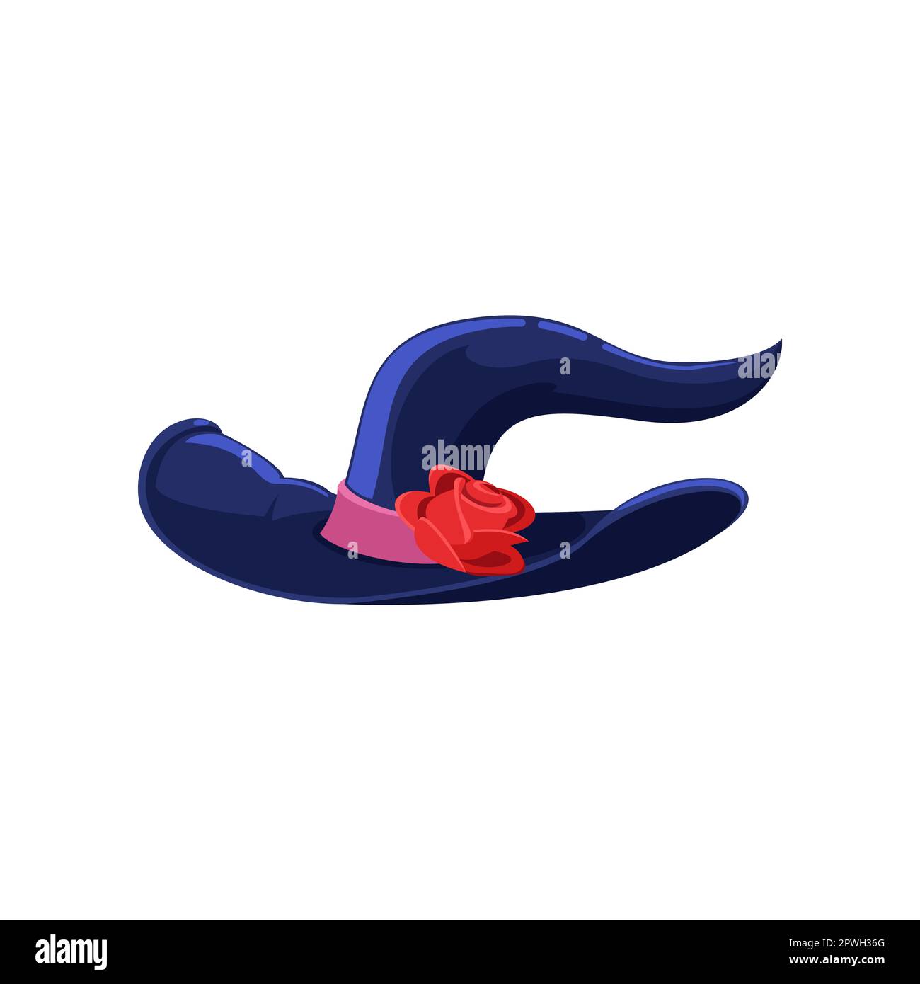 Blue witch hat with rose cartoon illustration Stock Vector Image & Art ...