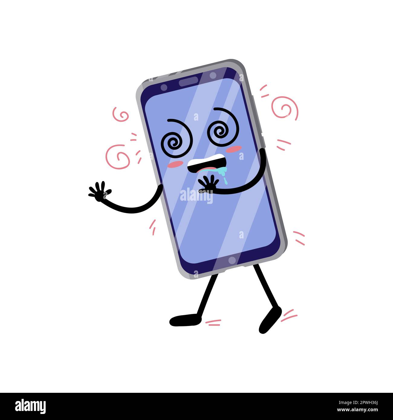 Dizzy cellphone cartoon character vector illustration Stock Vector ...