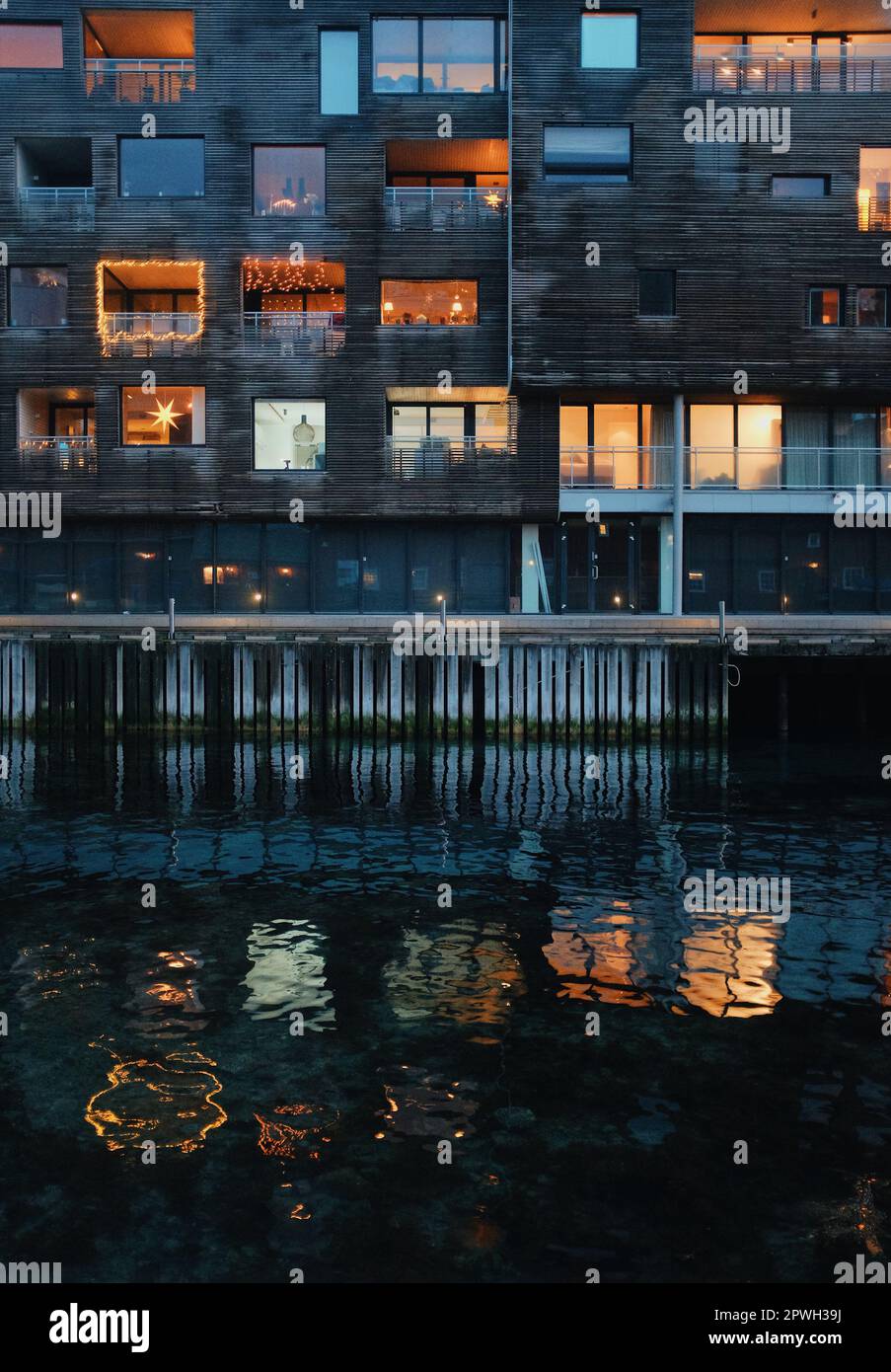 modern architecture, residence building and water reflection Stock ...