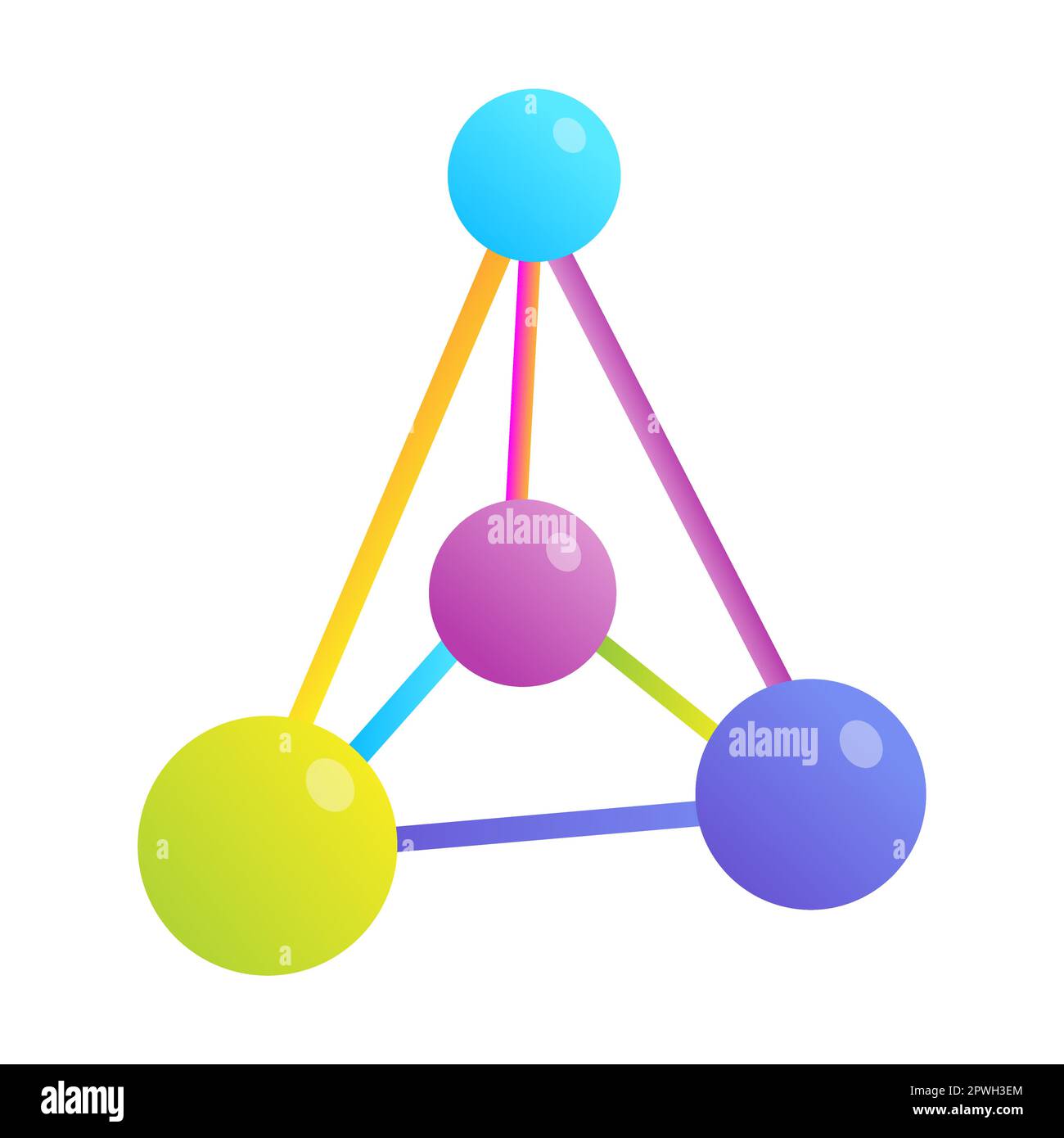 Molecular Triangular Shape Structure Vector Illustration Shape Or Model Of Connected Molecules