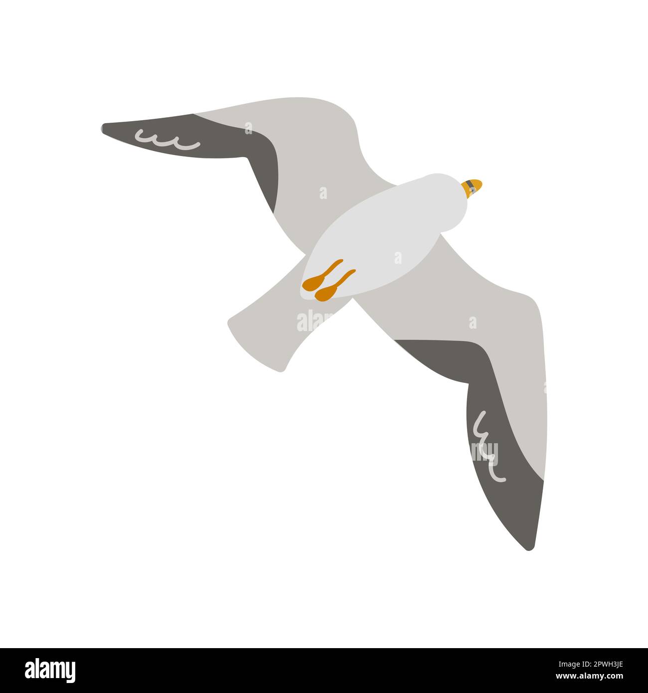 Seagull flying in sky cartoon character flat vector illustration Stock ...