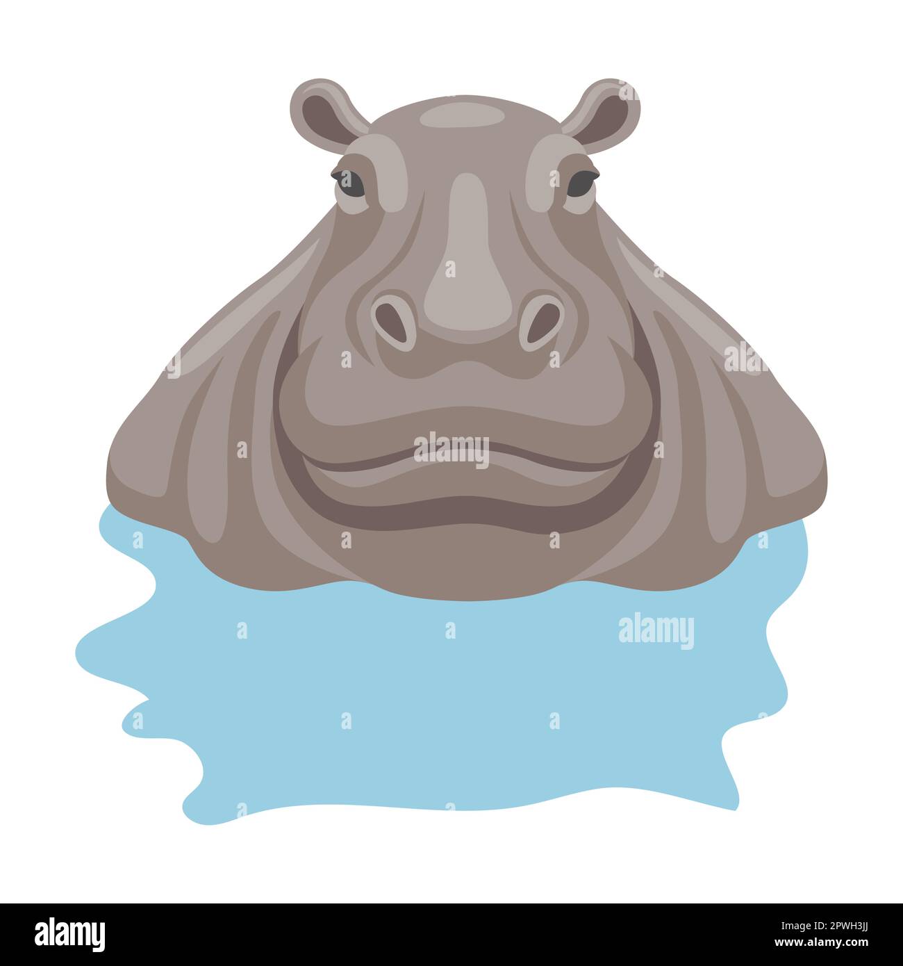Hippopotamus In Water Clipart