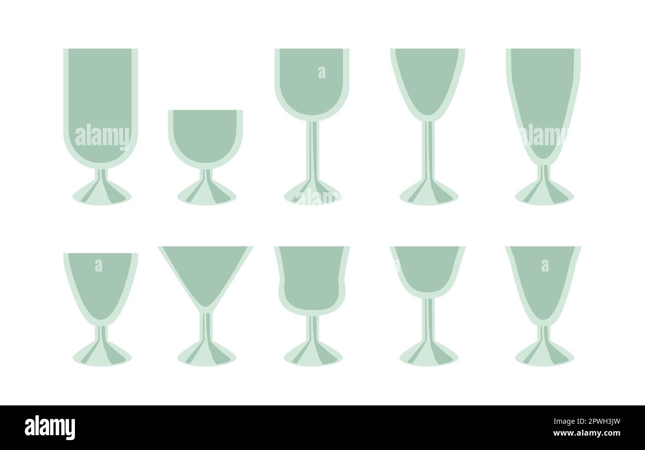 Empty glasses of different shapes vector illustrations set Stock Vector ...