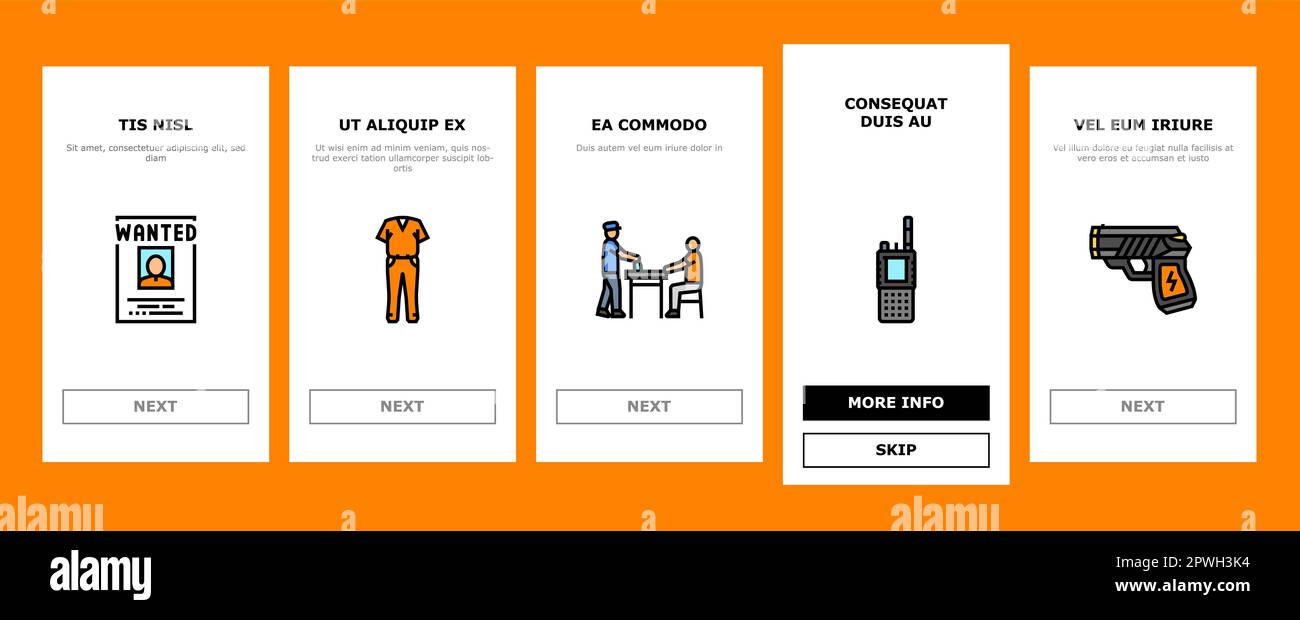 crime scene police evidence onboarding mobile vector. murder criminal ...
