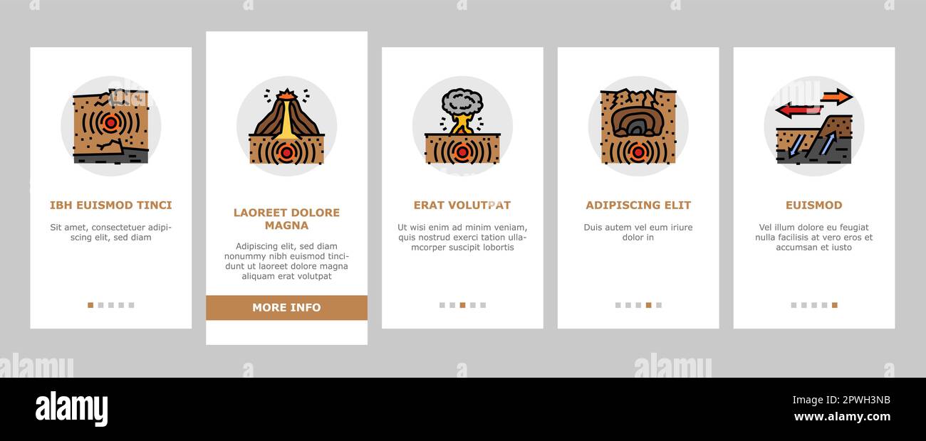 earthquake disaster wave crack onboarding mobile vector. building house ...