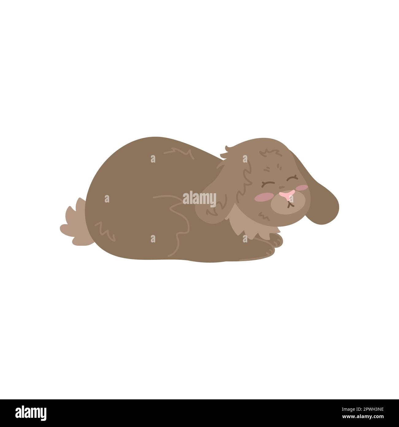 Funny brown rabbit sleeping on white background Stock Vector Image ...