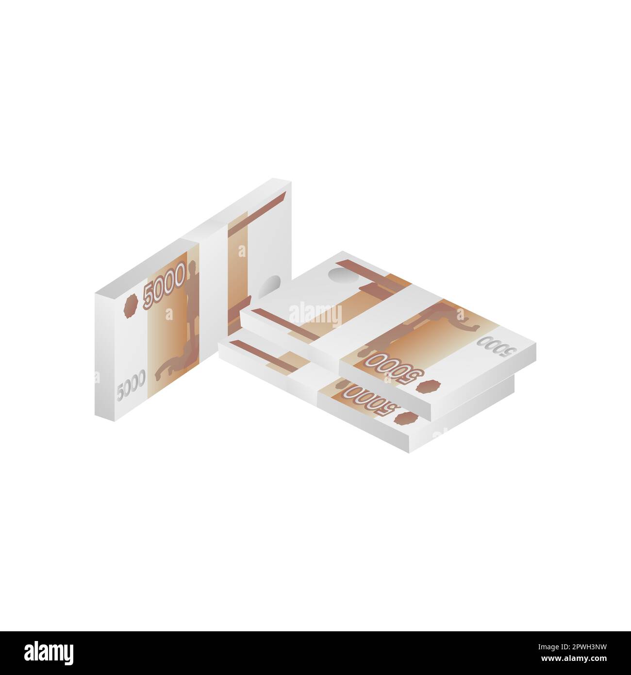 Pile of five thousand rubles banknotes, cash money of Russia Stock ...