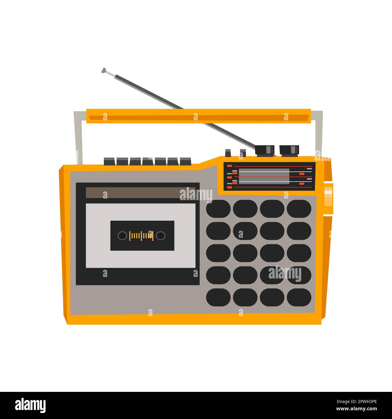 Old-fashioned radio with antenna recorder cartoon illustration Stock ...