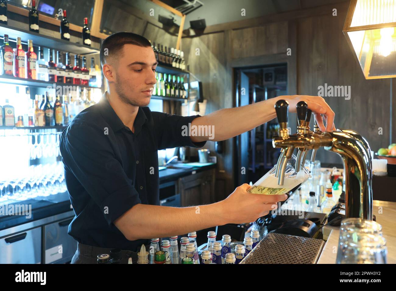 April 24. 2023. Russia. Moscow. An employee of Matteo's restaurant ...