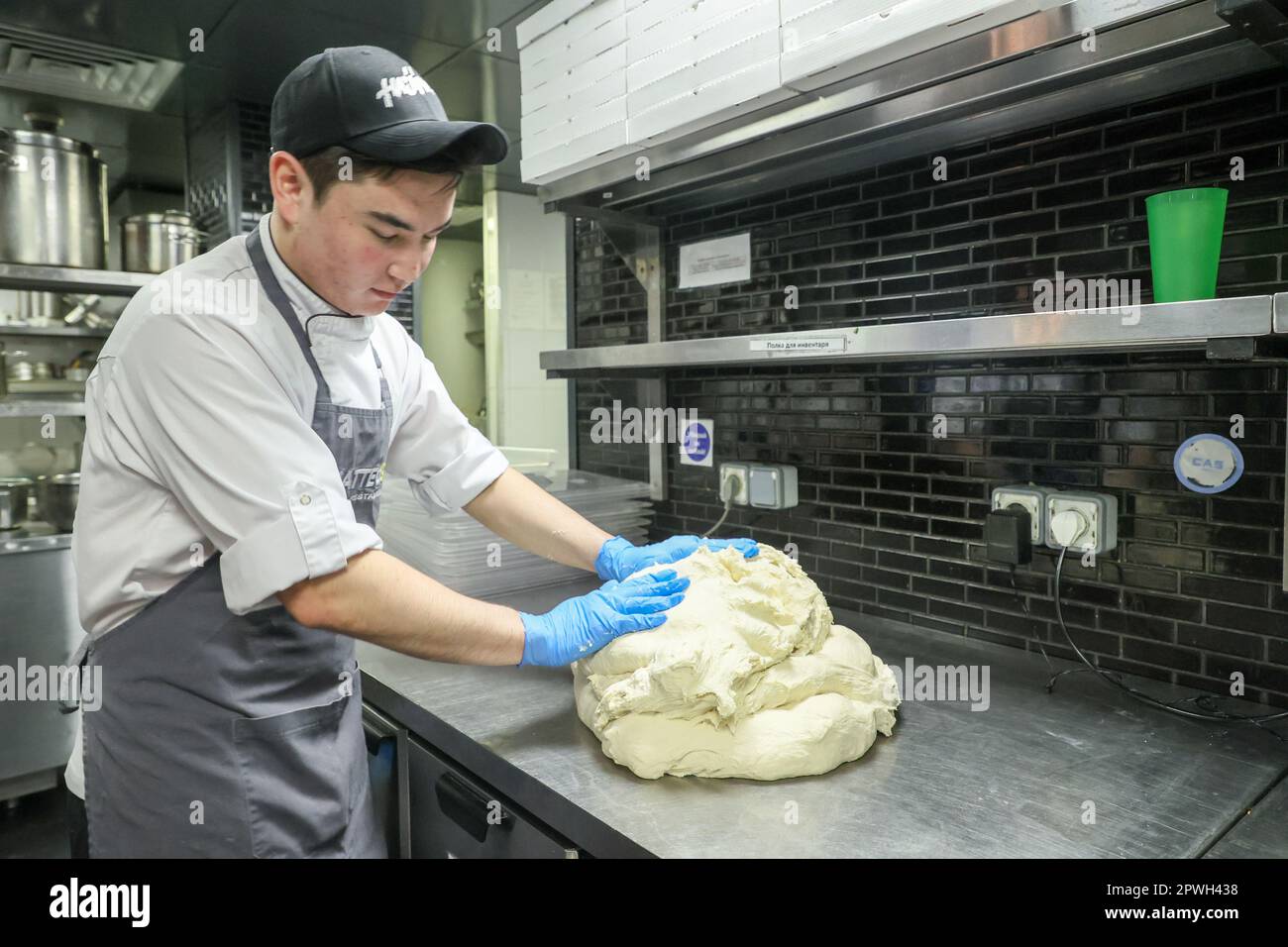 April 24. 2023. Russia. Moscow. An employee of Matteo's restaurant ...