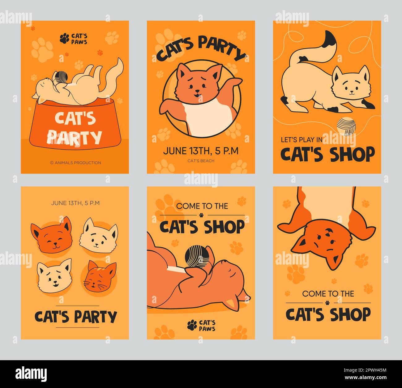 Orange brochure designs with funny kittens Stock Vector Image & Art - Alamy
